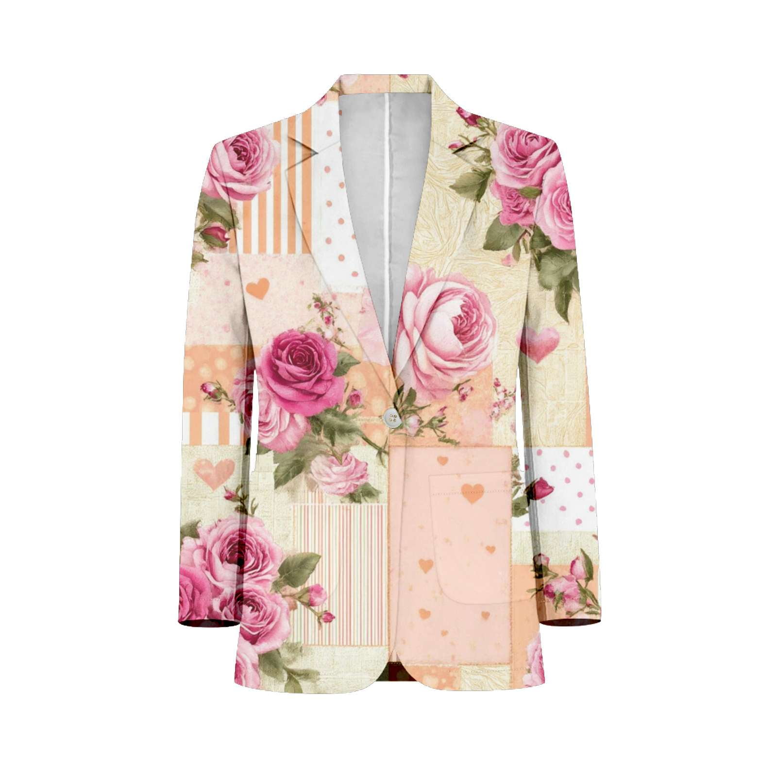 Pink Roses Patchwork Hearts Design Customized Men's Suits full man ...