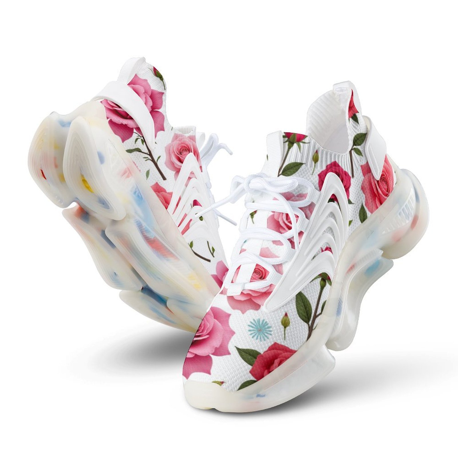 Pink Roses Scattered Art Walking Shoes for Men Woman Lightweight Tennis ...