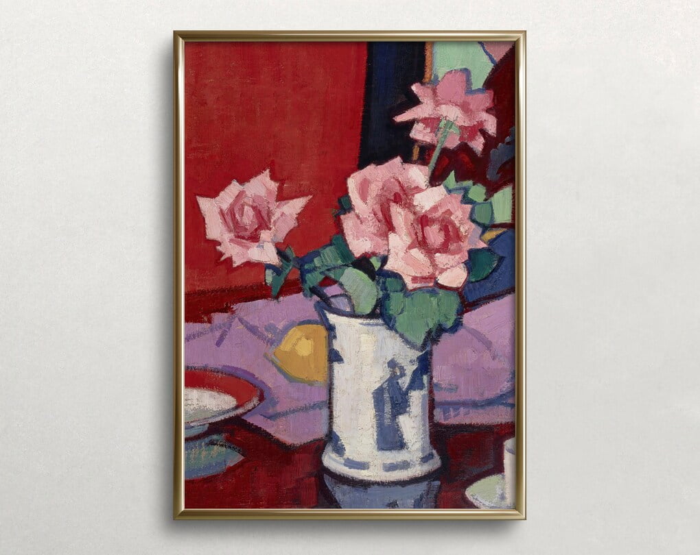 Pink Roses Wall Art Vintage Wall Art Colorful Wall Art Flowers Wall Art ...