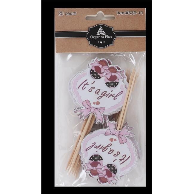 Pink Round Its A Girl Toothpicks for Cake Decoration - Pack of 18 ...