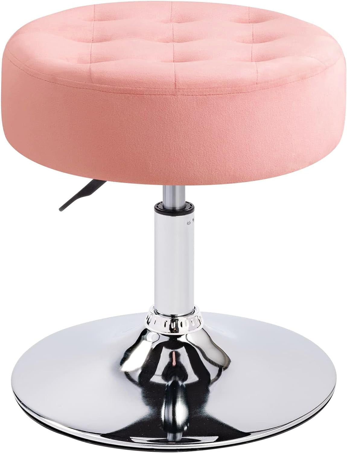Pink Round Velvet Vanity Ottoman Stool, Contemporary Makeup Modern ...