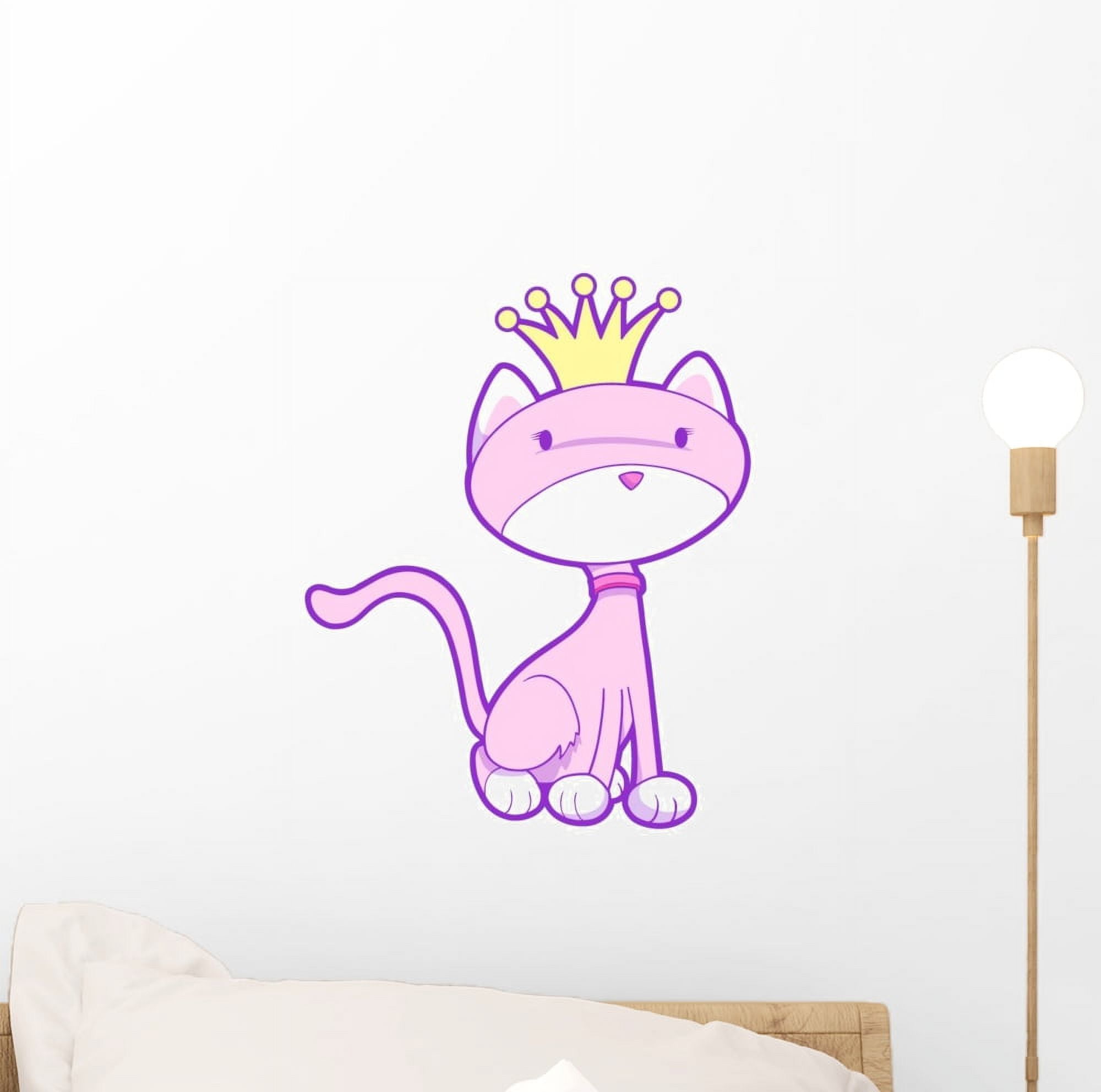 Pink Royal Kitty Cat Wall Decal Sticker, Wallmonkeys Peel & Stick Vinyl ...