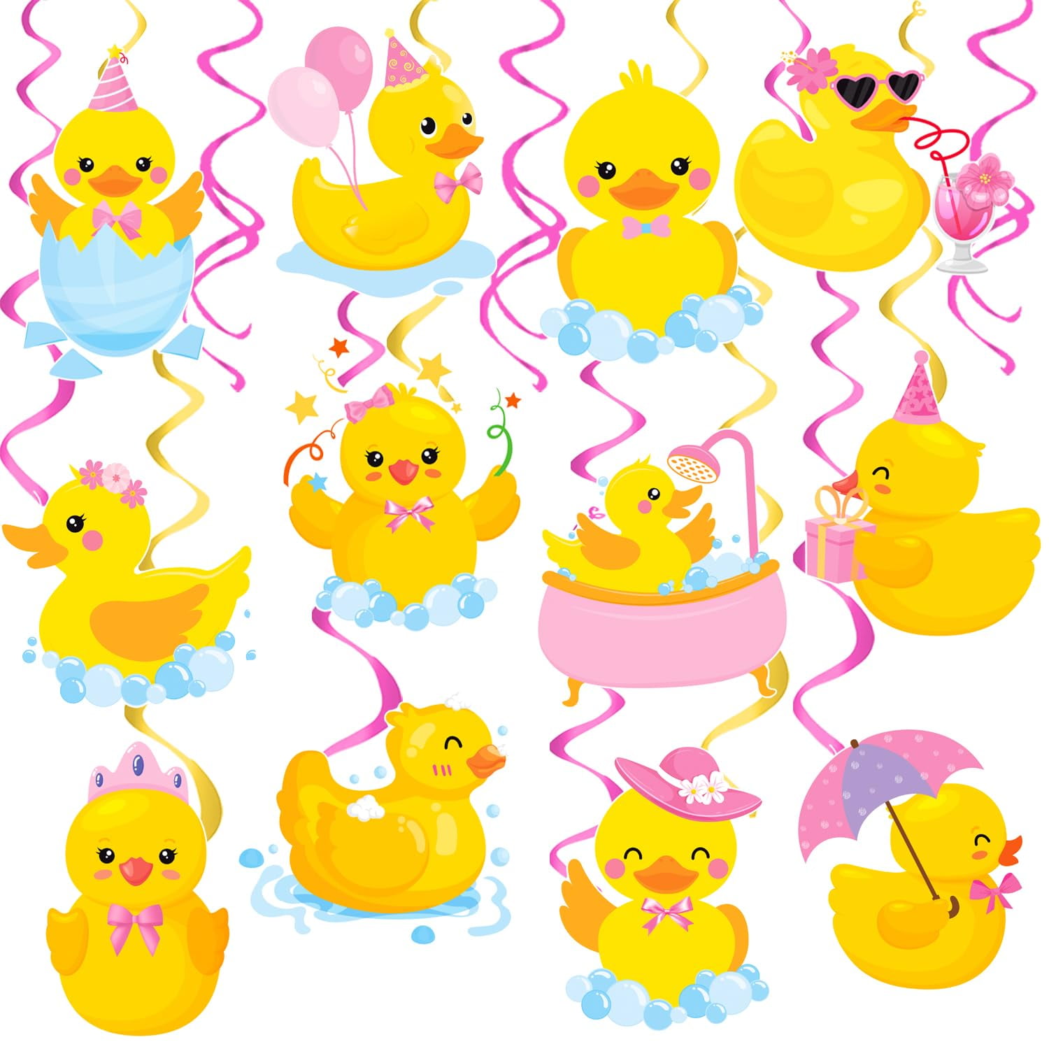 Pink Rubber Duck Hanging DHF10 Swirls Rubber Duck Birthday Decorations ...