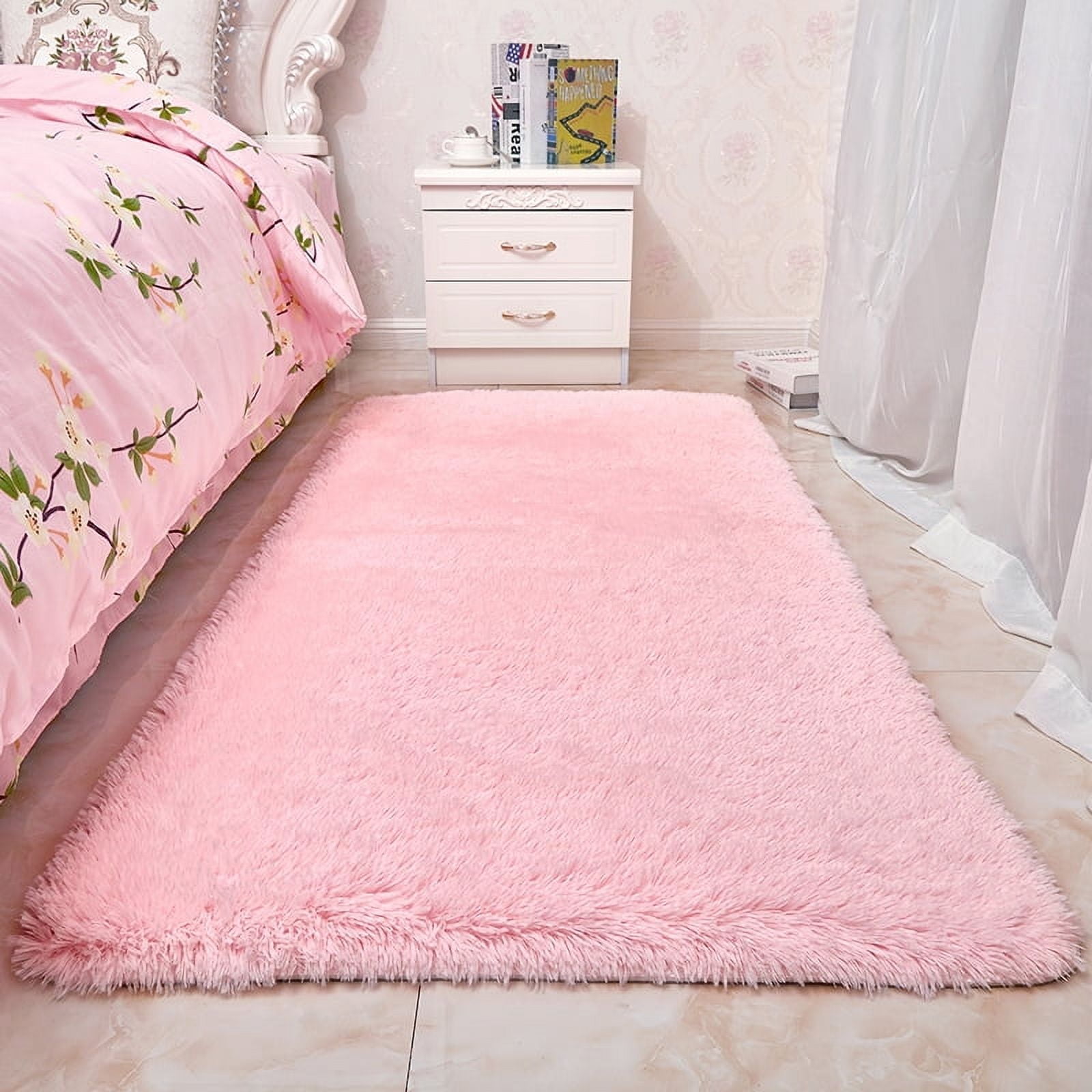 Pink Rug, Bedside Preppy Dorm Area Rug, College Essentials Non Slip ...