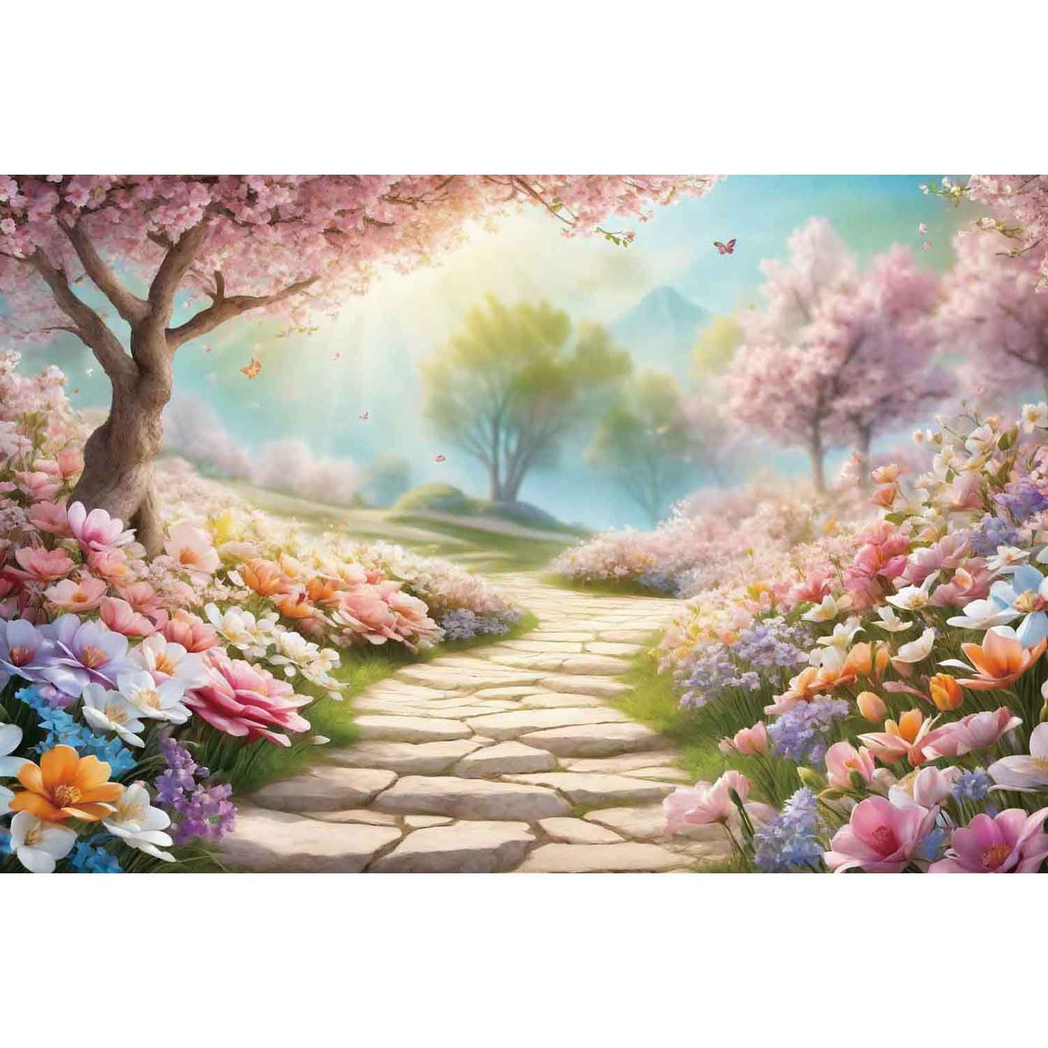 Pink Sakura Flower Blossom Spring Backdrop Fairy Floral Enchanted Gard ...