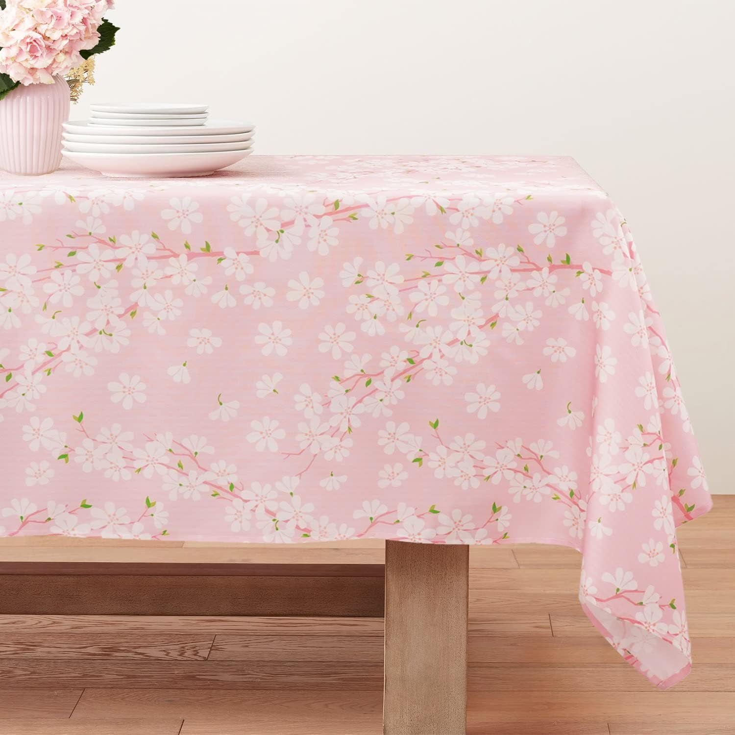 Pink Sakura Tablecloth, Floral Rectangle Tablecloth, Pink Flowers Print ...