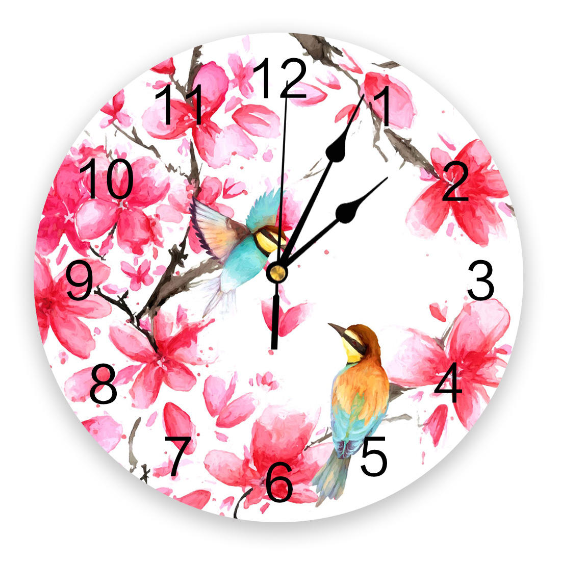 Pink Sakura s Wall Clock for Kids Rooms Silent Clocks Wall Home r ...