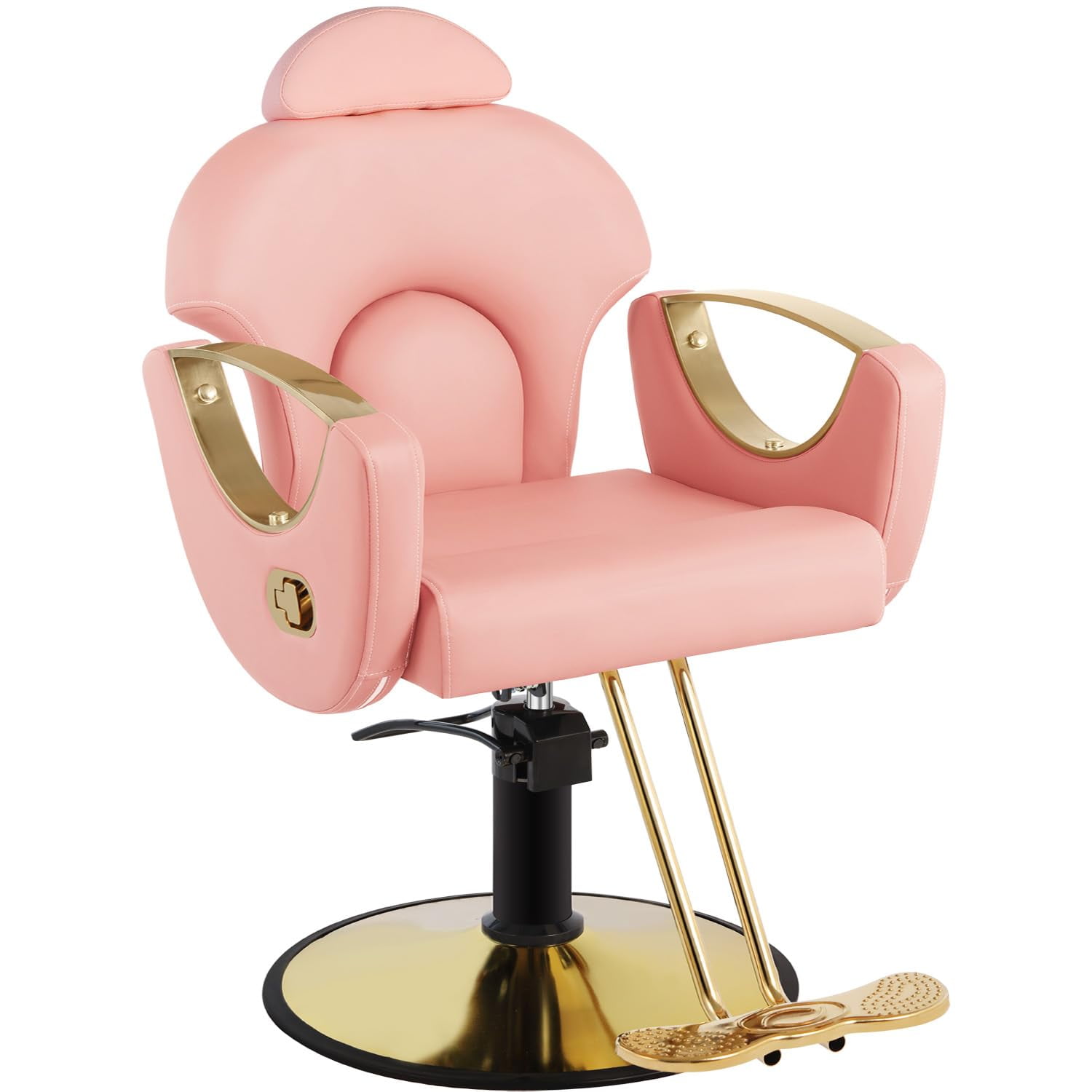 Pink Salon Chair, Reclining Salon Chair for Hair Stylist, Barber Chair ...