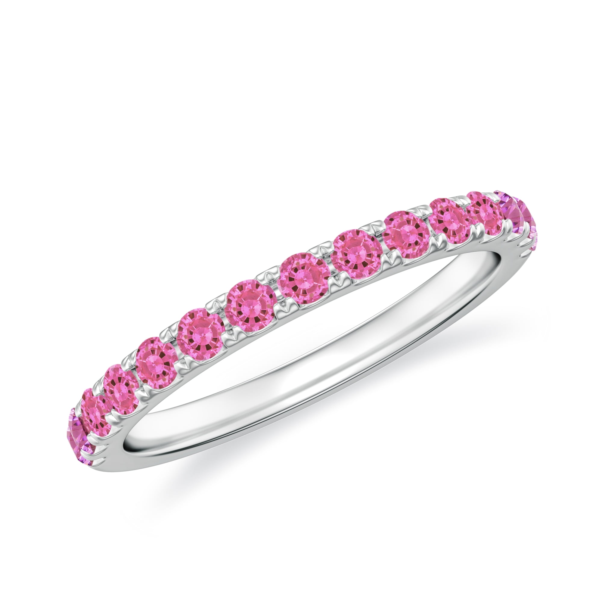 Pink Sapphire Eternity Band Ring for Women White Gold Plated Solid 925 ...