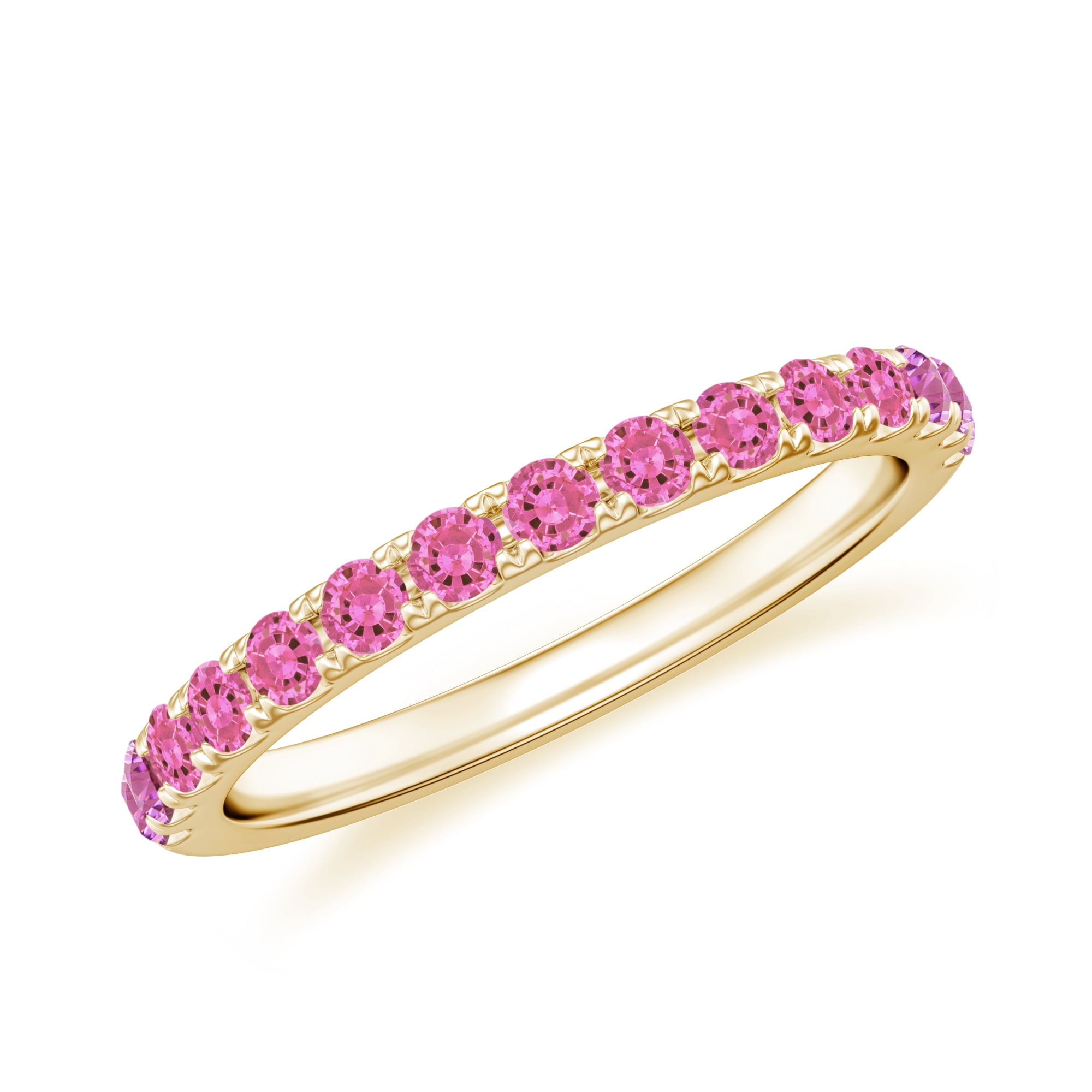 Pink Sapphire Eternity Band Ring for Women Yellow Gold Plated Solid 925 ...