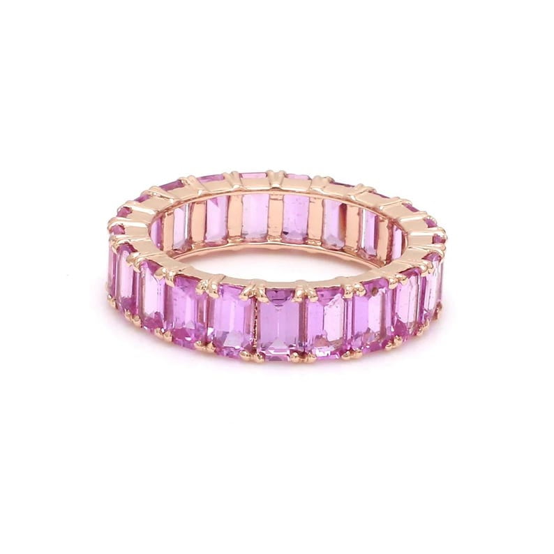 Pink Sapphire Eternity Ring 14k Gold Wedding Stacking Band September ...