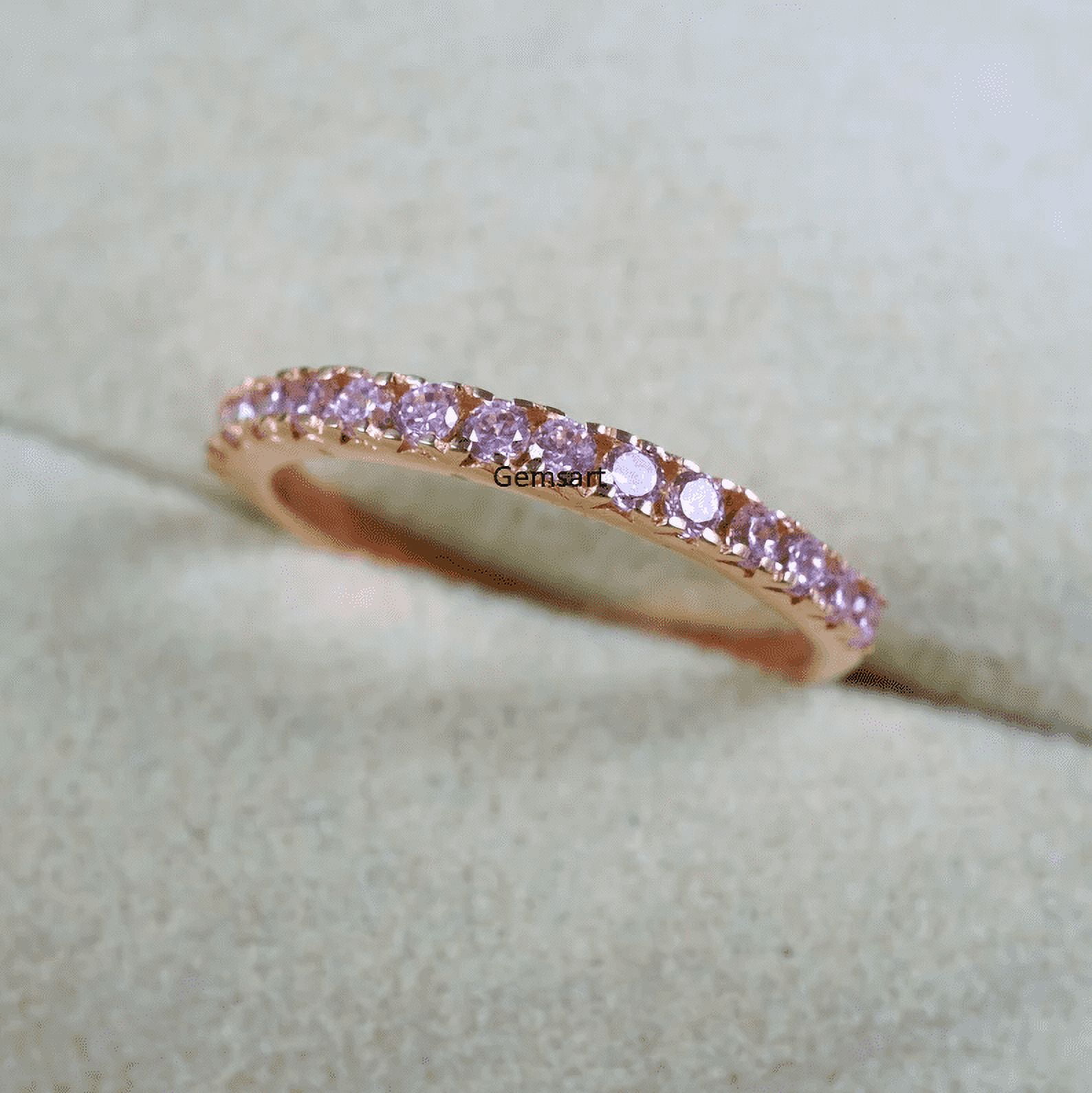 Pink Sapphire Eternity Ring 2mm Pink Sapphire Pave Half Eternity Band ...