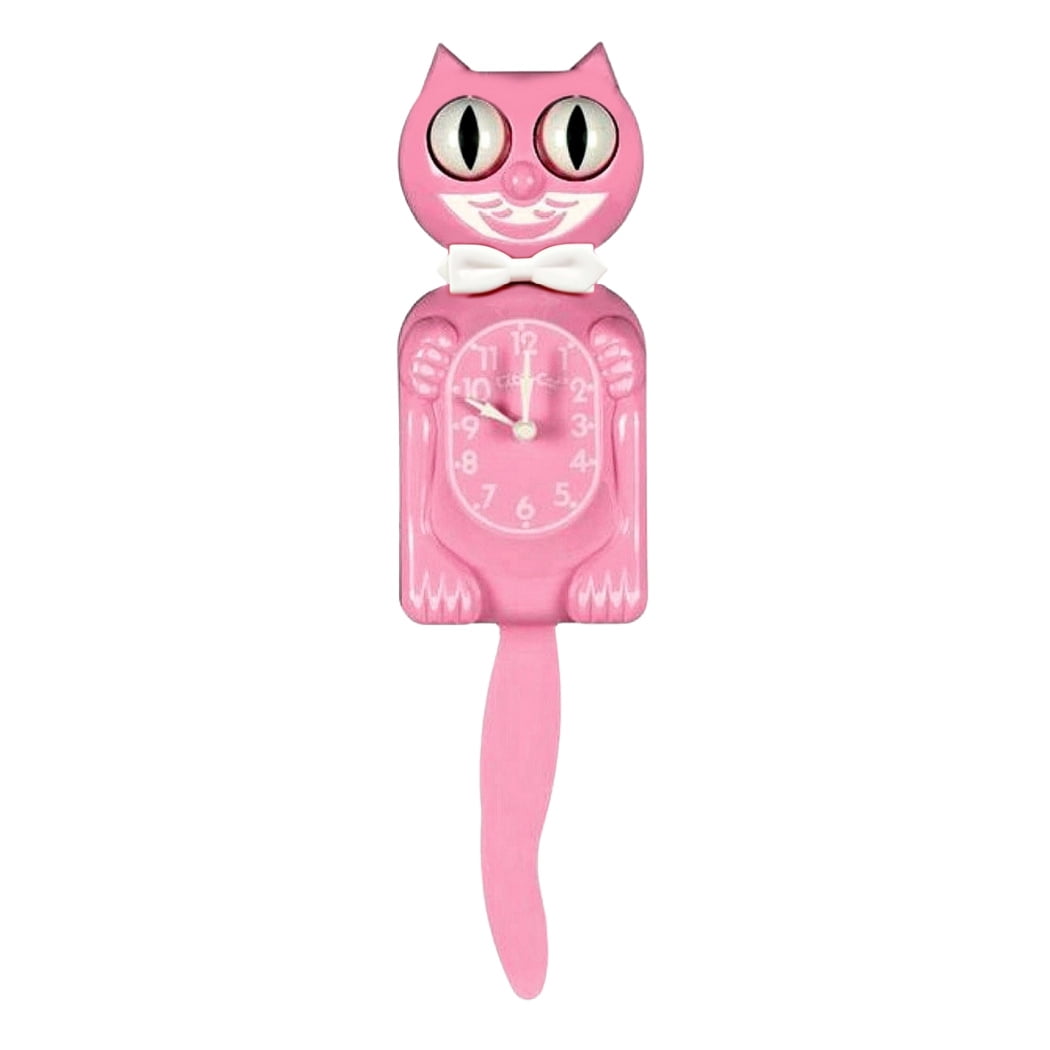 Pink Satin Kitty Cat Clock (3/4 Size) 12.75" Smaller Version Kit Cat ...