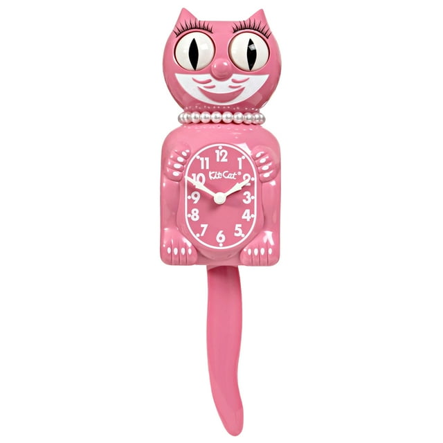 Pink Satin Lady Kit Cat Clock 15.5" Full Size Retro Style Kit-Cat Klock ...