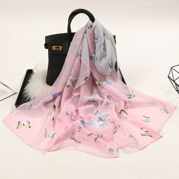 FNGZ 1Pc Scarf, Light Blue Scarf, 160*50Cm Women Flower Print Long Soft ...