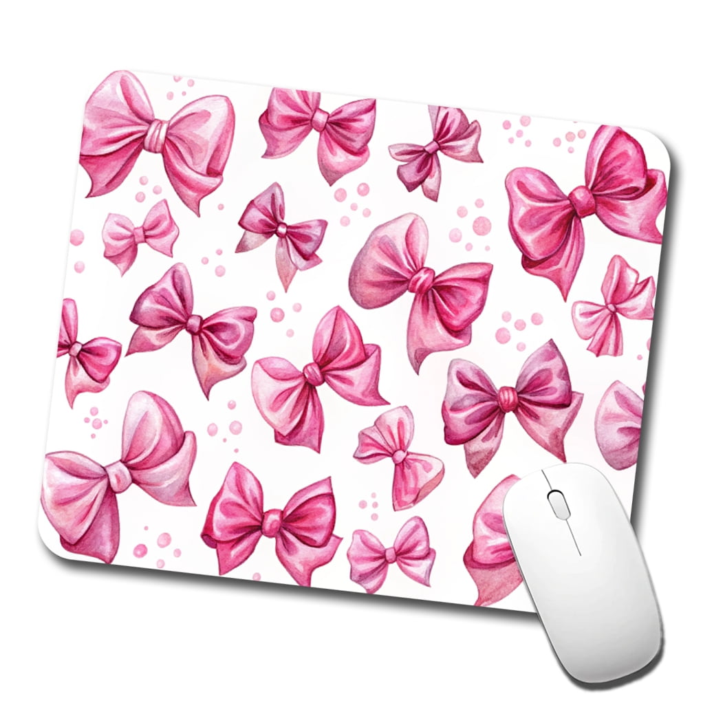 Pink Scattered Coquette Bows Watercolor Mouse Pad Low Profile Gaming ...
