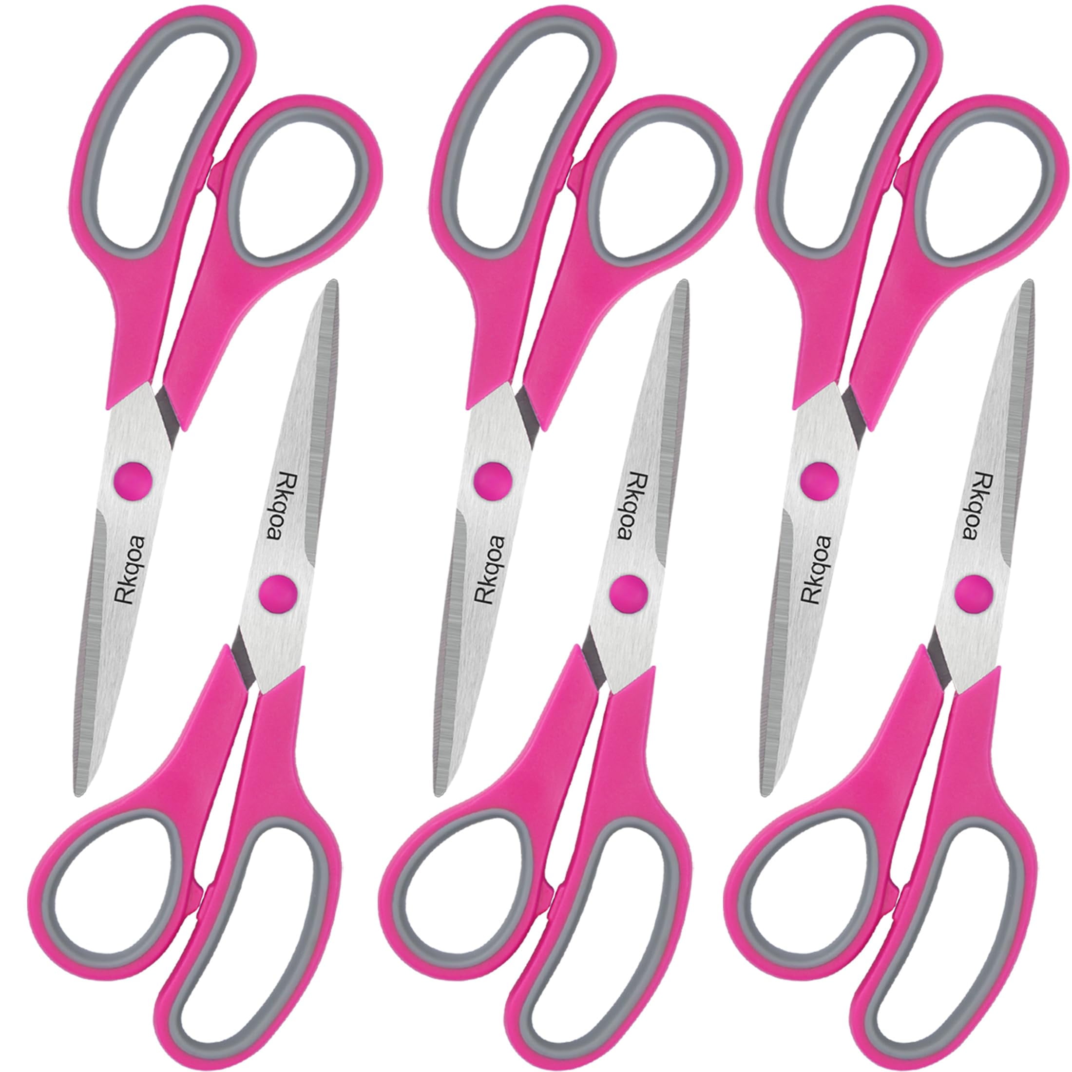 Pink Scissors Pack, Rkqoa 8" All Purpose Scissors Set of 6 - High ...