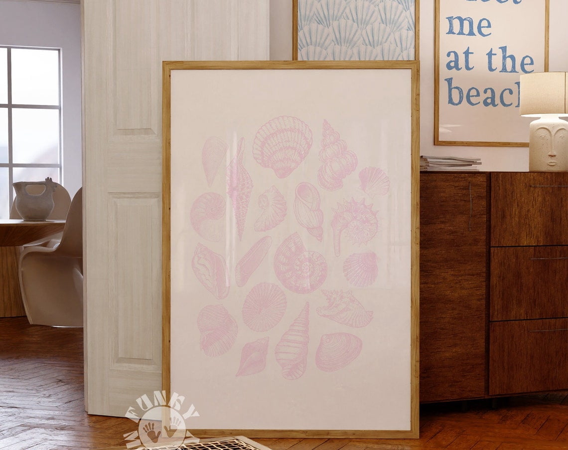 Pink Sea Shells Wall Art Print, Coastal Granddaughter Room Decor ...