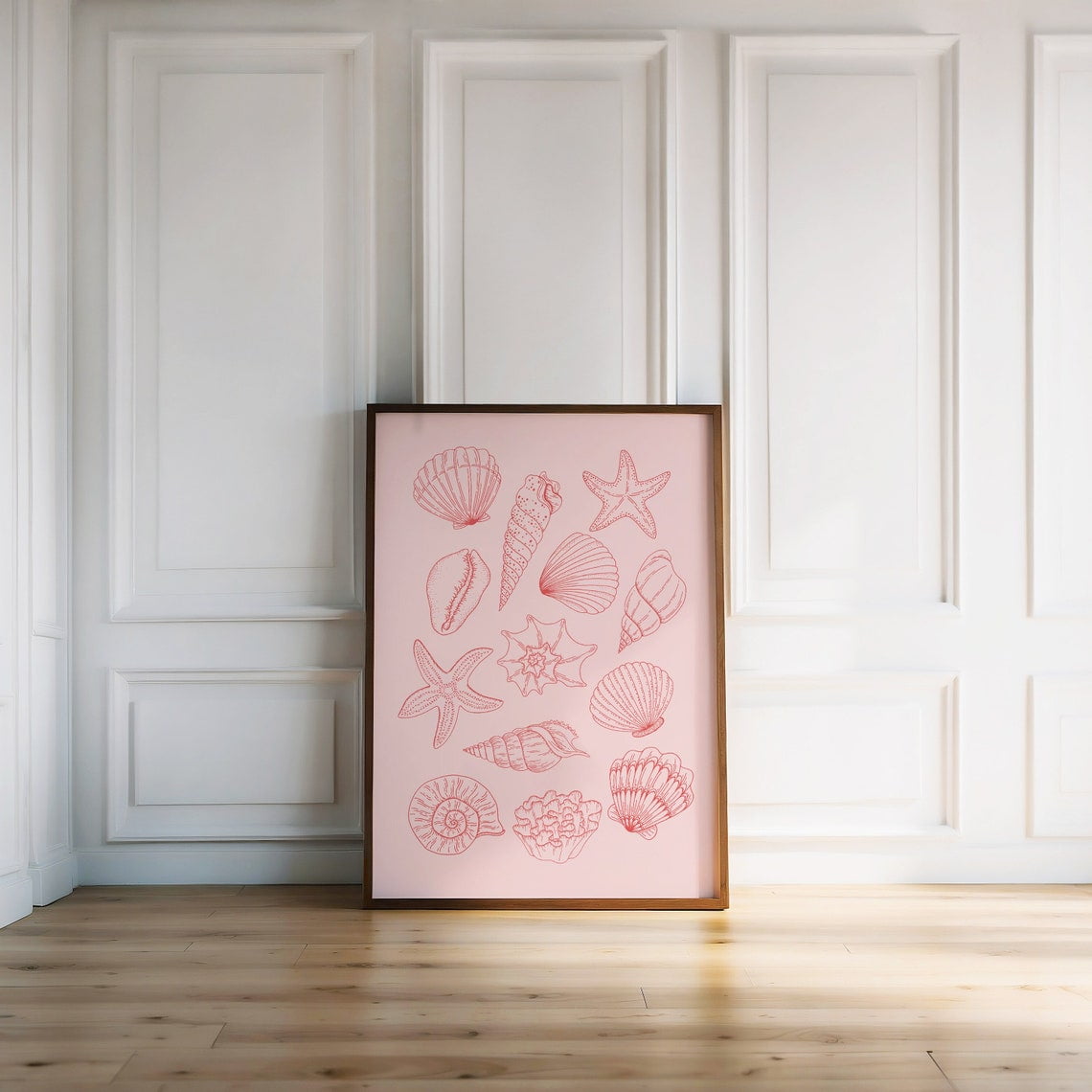 Pink Seashells Print // Trendy Coastal Wall Art, Beach Prints, Coastal ...