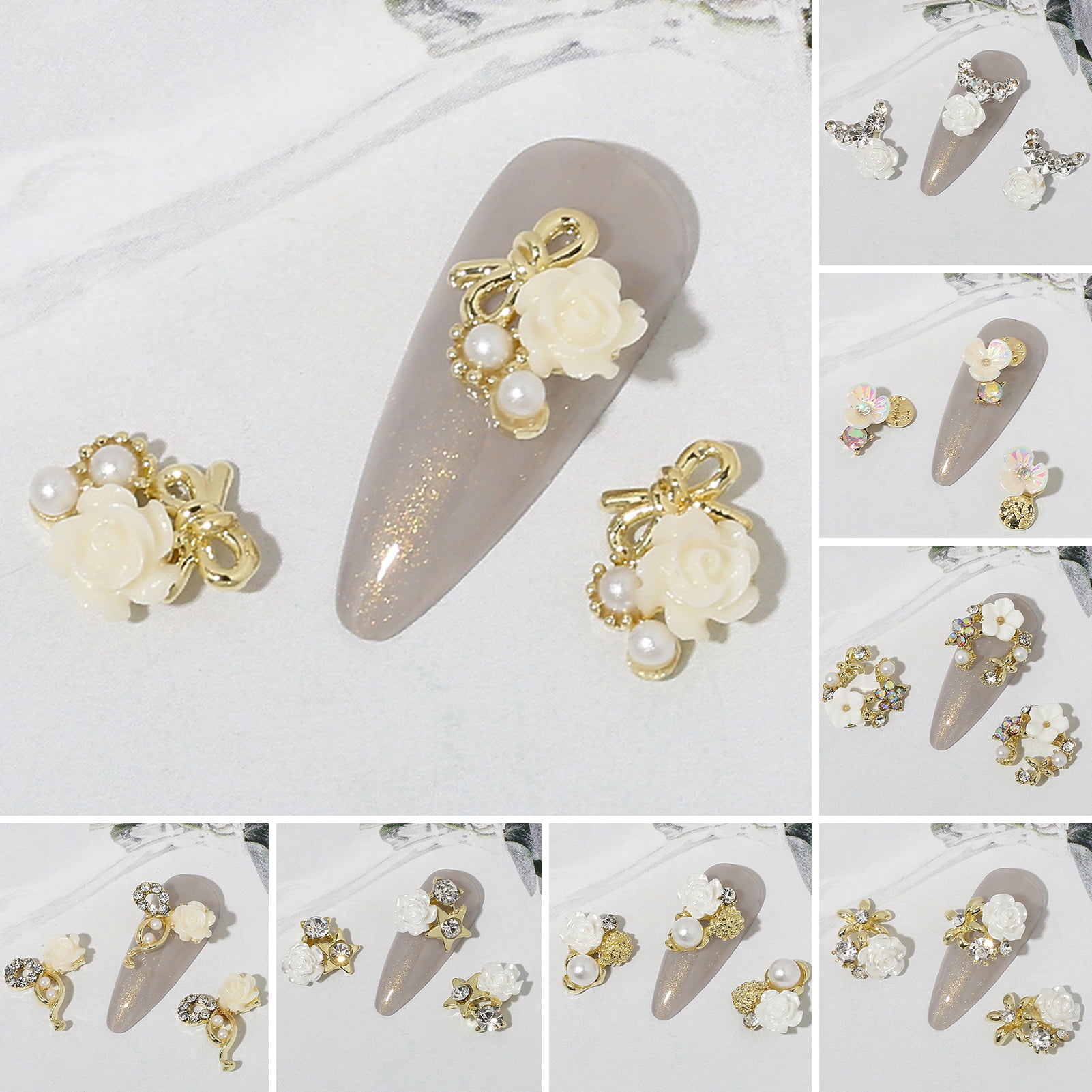 Pink Season 10Pcs Nail Ornament Three-dimensional Shining Easy Paste ...