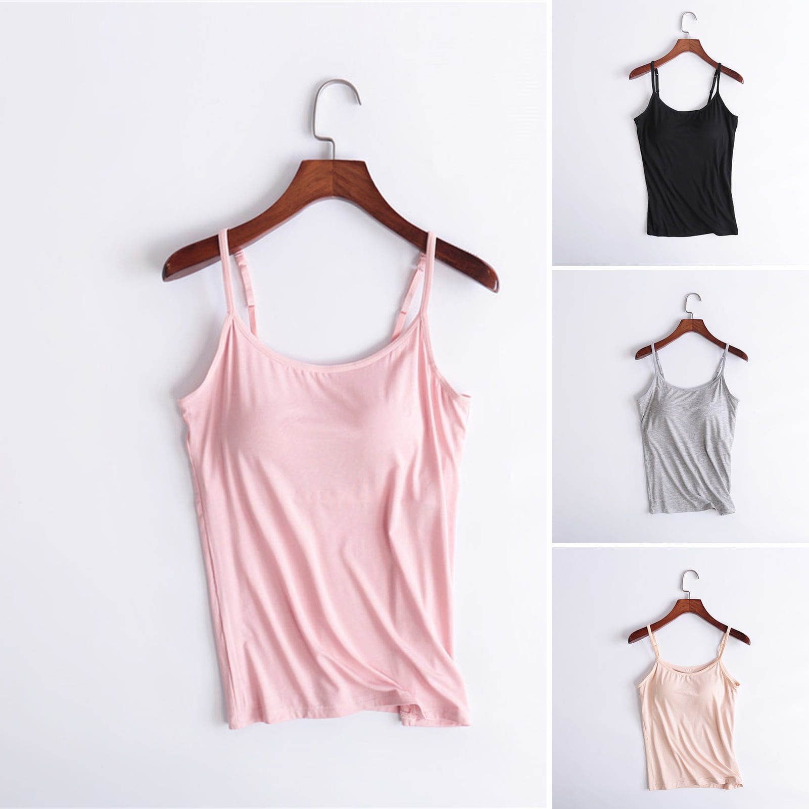 Pink Season Adjustable Straps Sleeveless Solid Color Modal Bra Vest ...