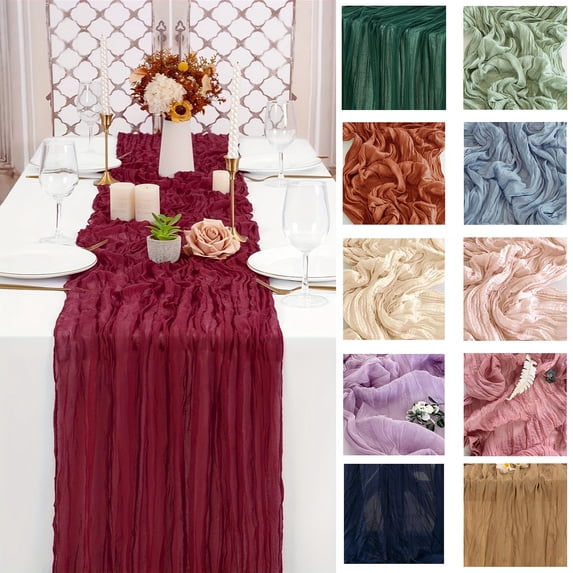 Pink Season Cheesecloth Table Runner, Boho Rustic Gauze Table Runner ...