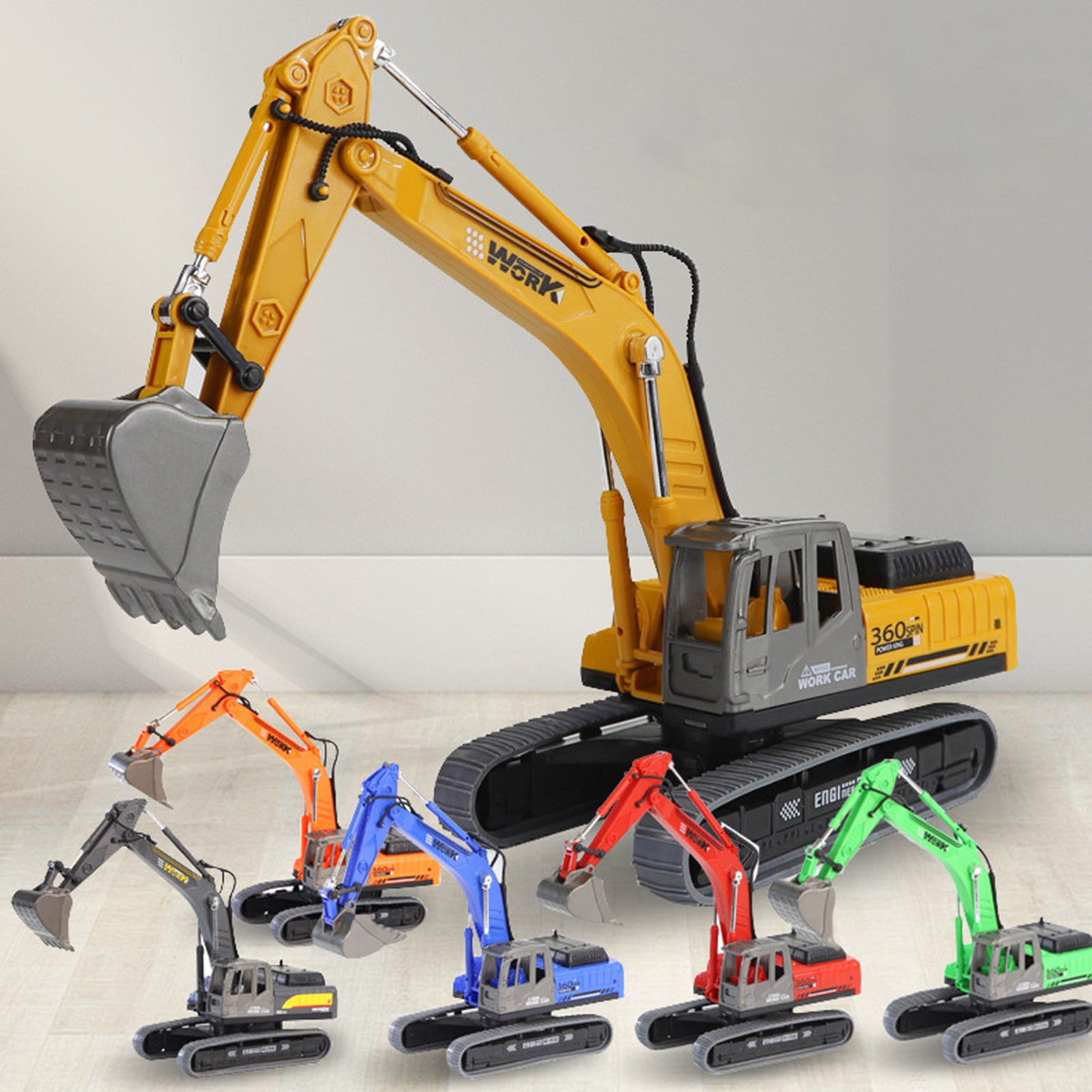 Pink Season Excavator Toy 360-Degree Rotation Flexible Digging Arm 1:36 ...