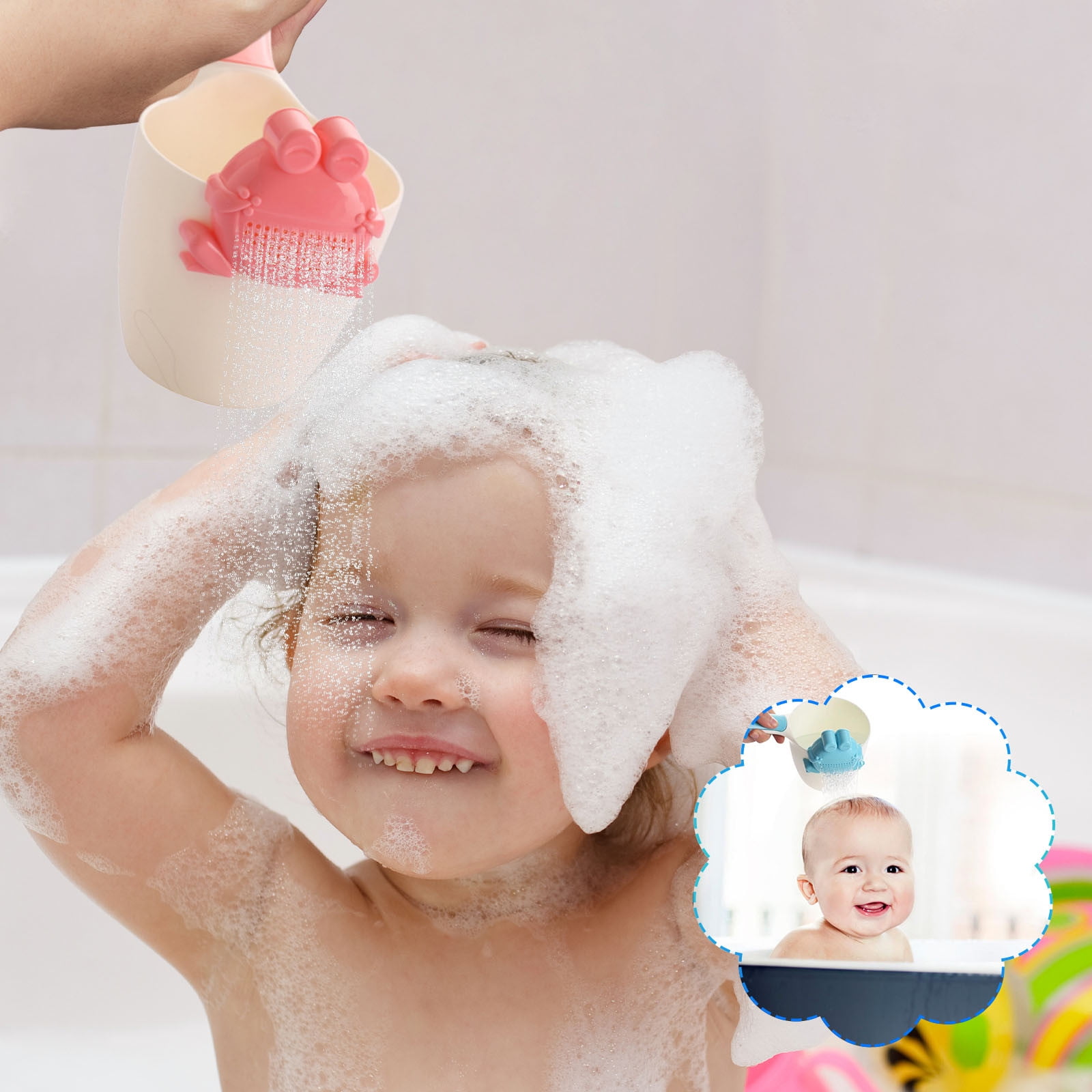 Pink Shampoo Rinser Cup With Soft Edges Eye Protection Water Flow ...