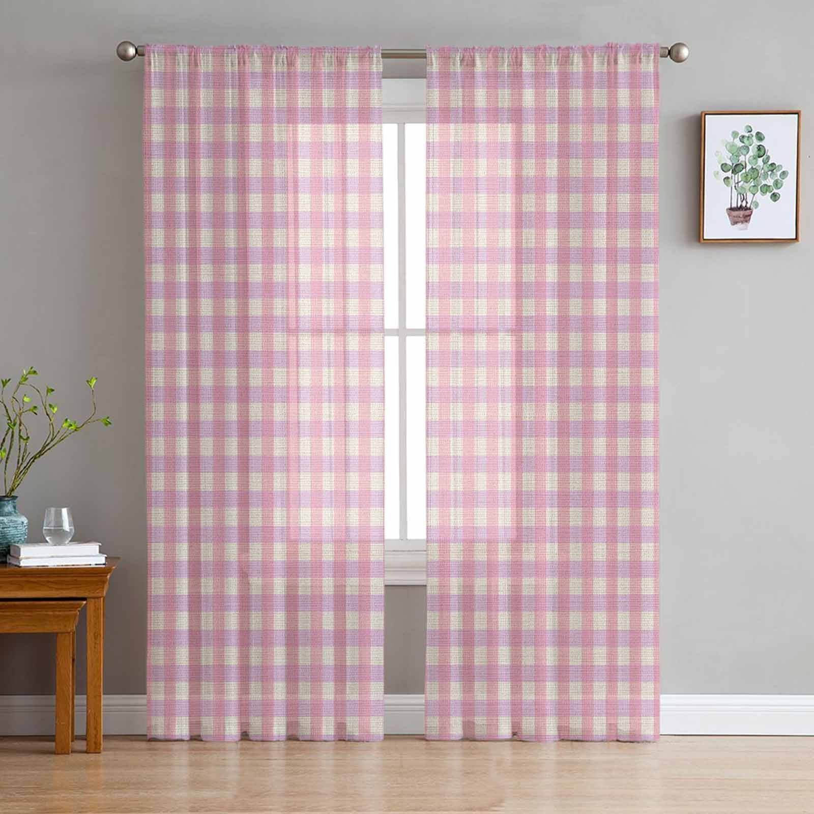 Pink Sheer Curtains 72 Inches Long 2 Panels Set, Window Sheer Curtains ...