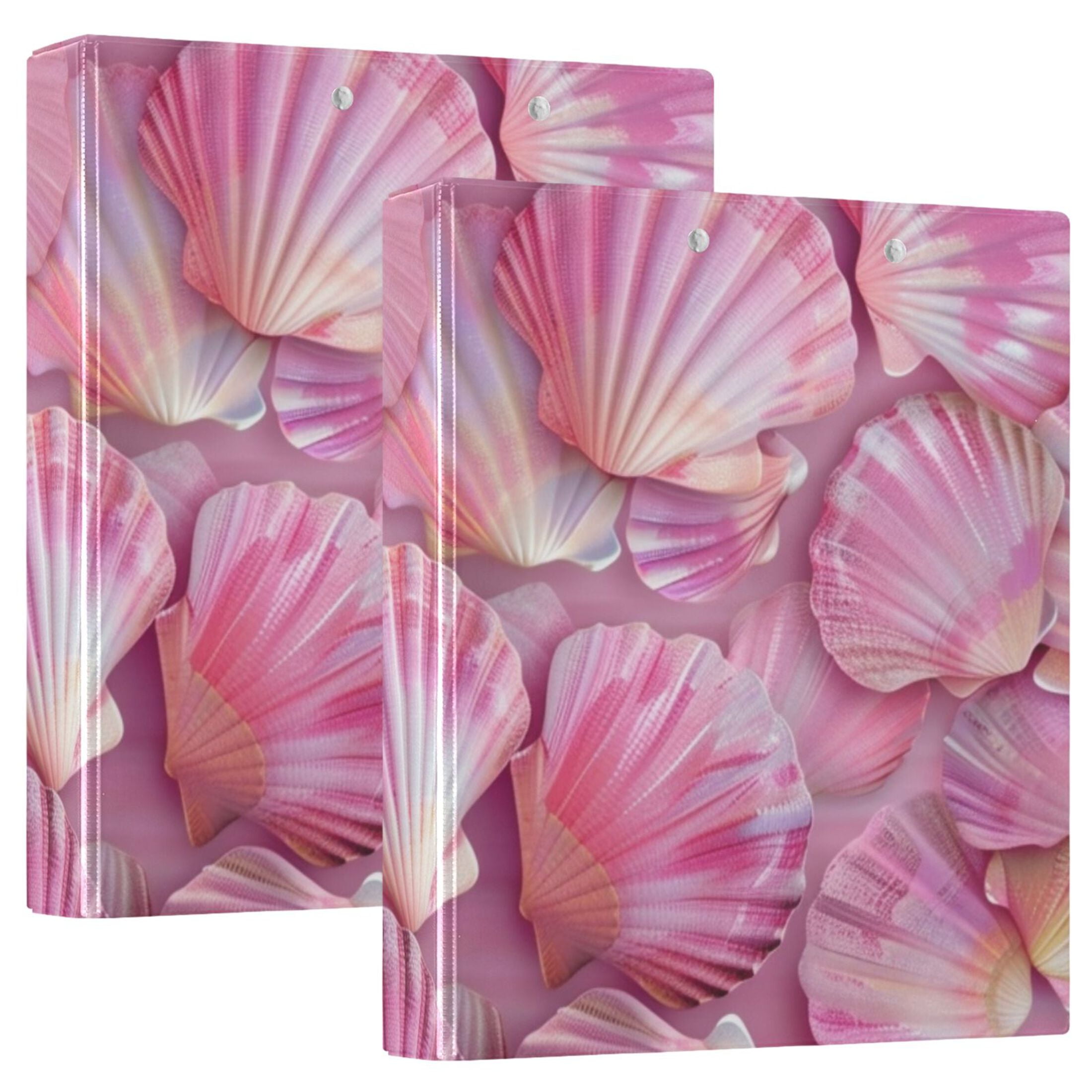 Pink Shells 3 Ring Binders 1.5 inch Hardcover File Folders with ...