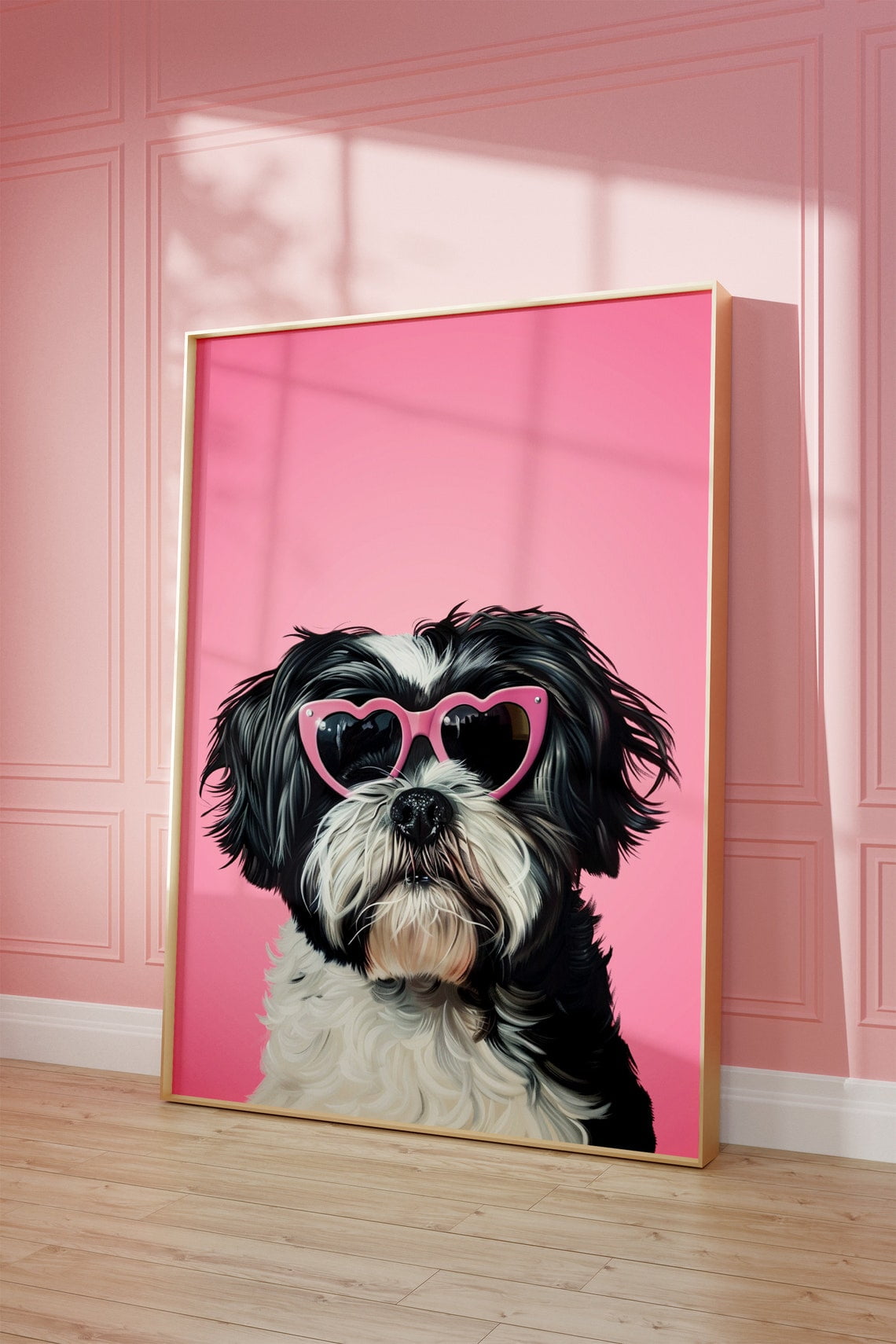 Pink Shih Tzu Print, Funky Poster, Preppy Art, Shih Tzu Dog, Cute Pink ...
