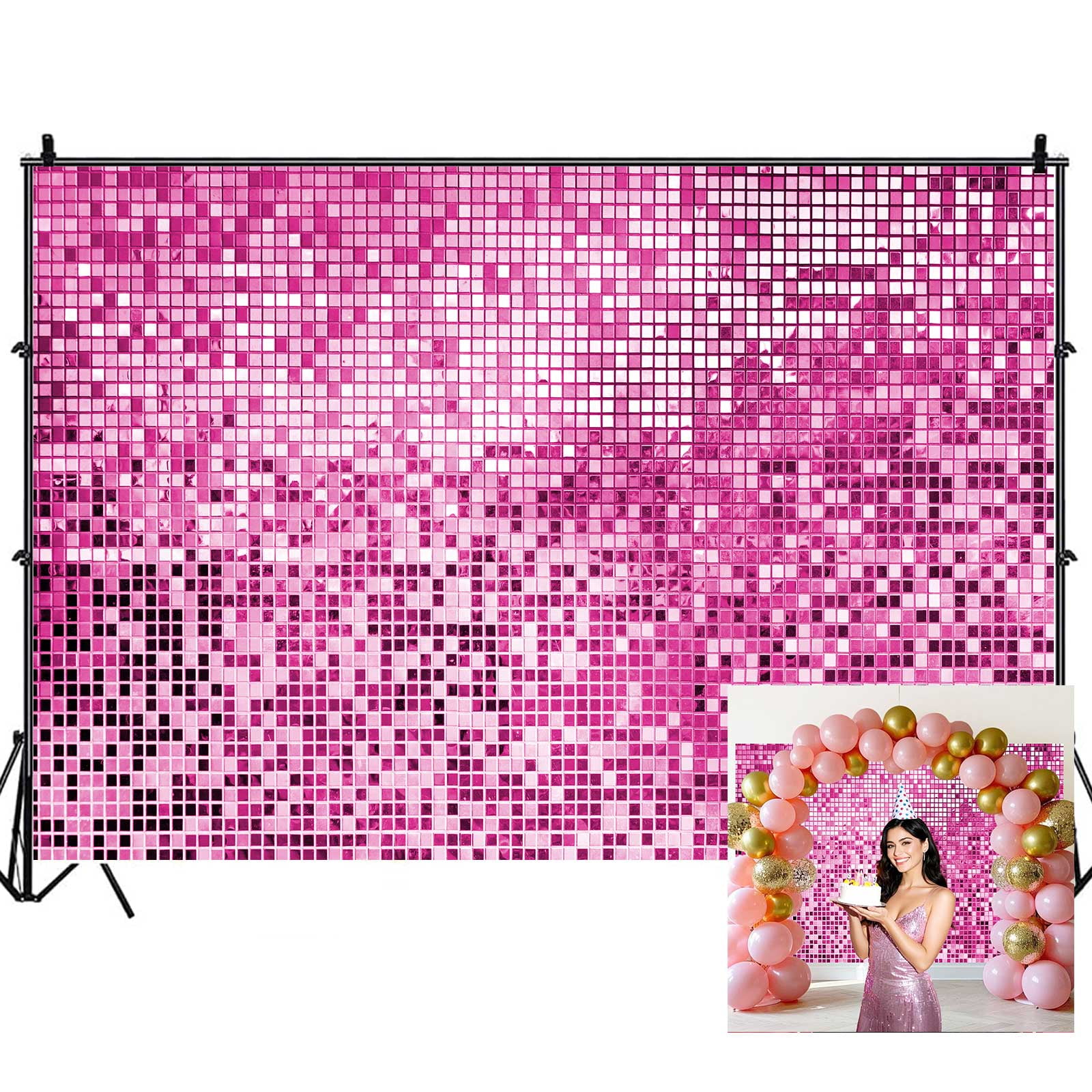 Pink Shimmer Sequin Wall Backdrops for Photoshoot, Glitter Wedding ...