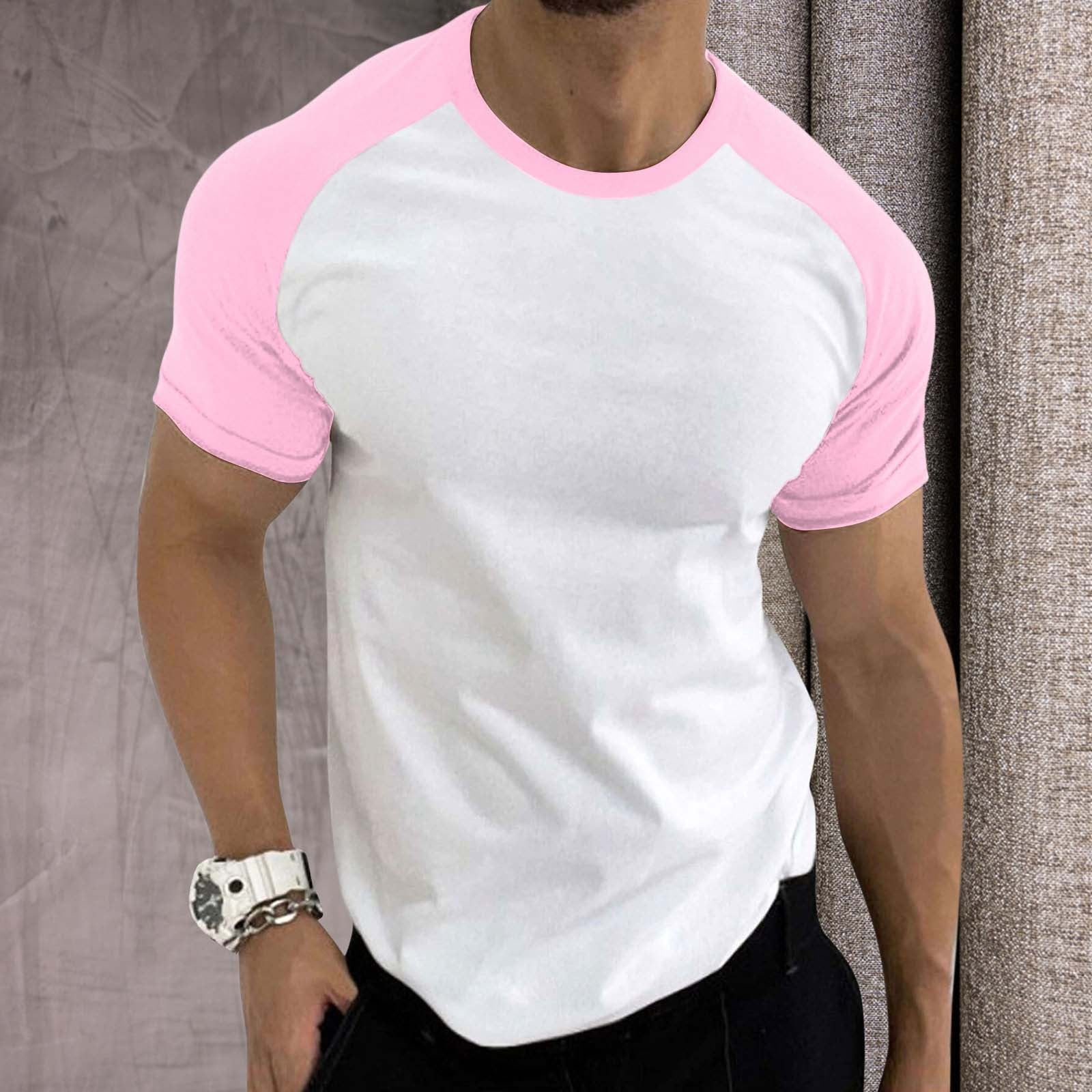 Pink Shirts for Men, Polyester Mens Graphic T-Shirts, Short Sleeve Mens ...
