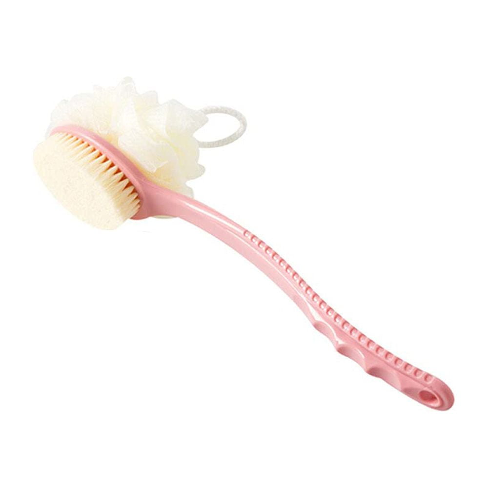 Pink Shower Body Brush with Bristles and Loofah,Back Scrubber Bath Mesh ...