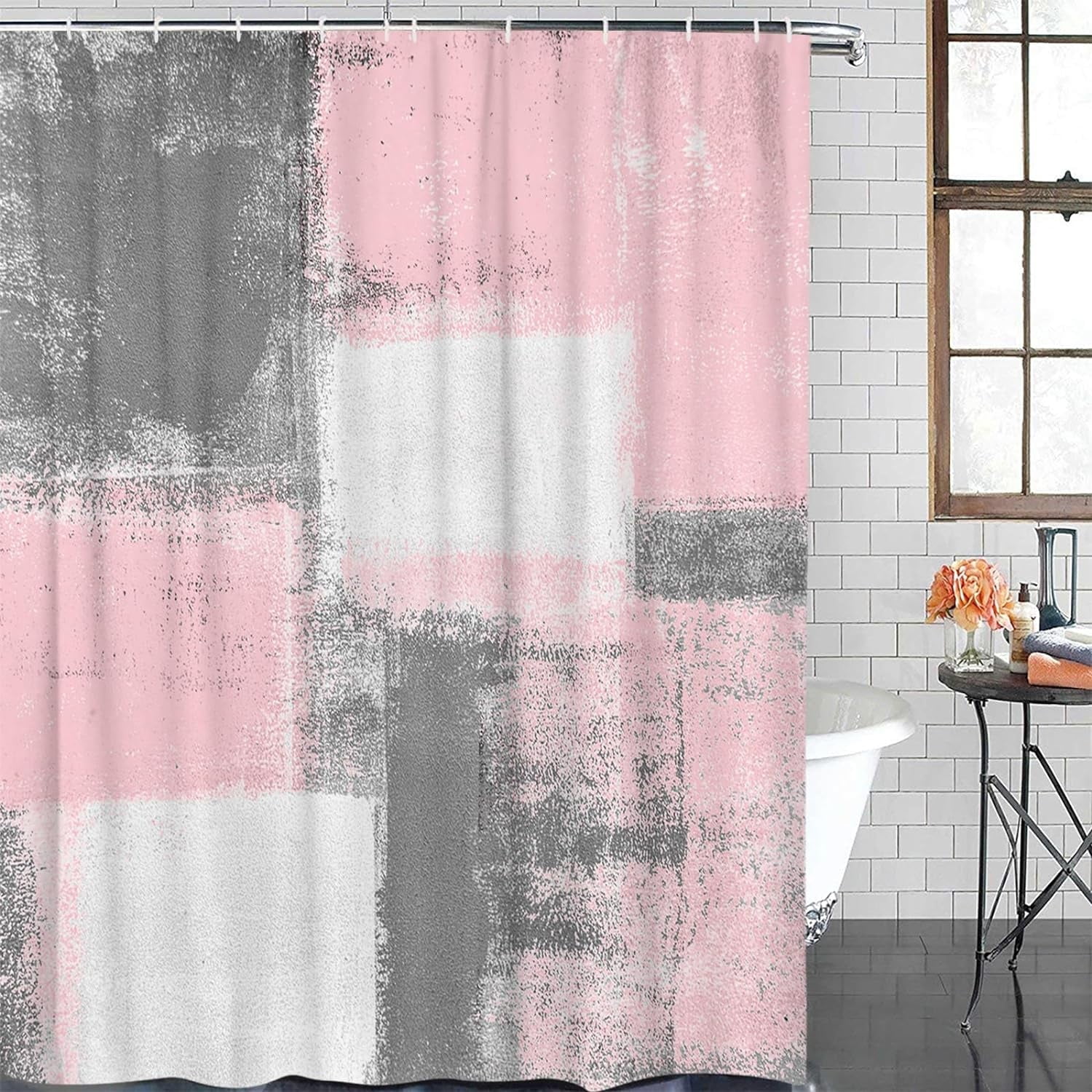 Pink Shower Curtain Lightweight Abstract Pink Shower Curtains with ...