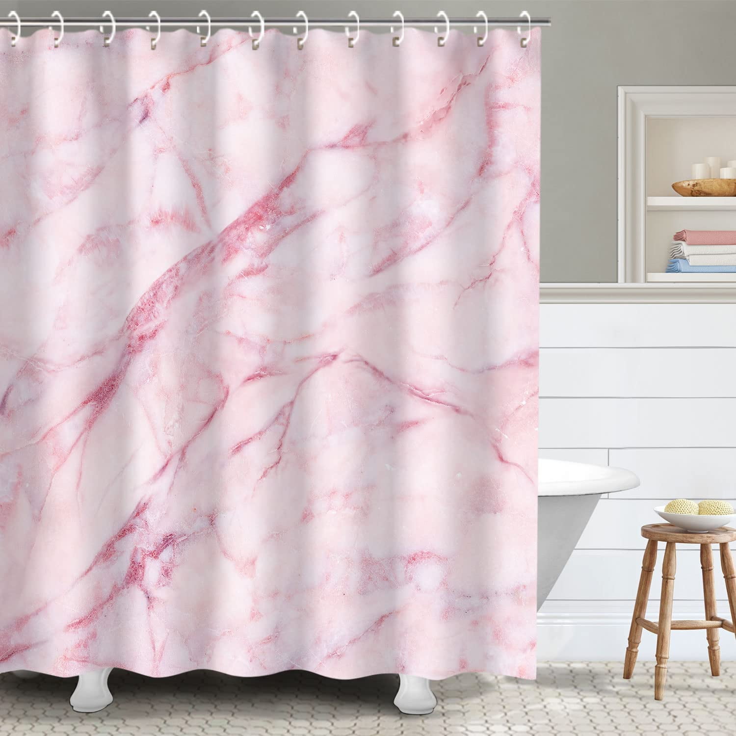 Pink Shower Curtain, Marble Shower Curtain, Light Pink Shower Curtains ...