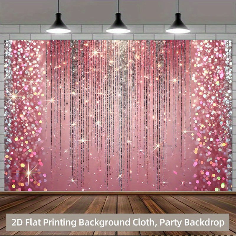 Pink Silver Bokeh Backdrop Pink Silver Glitter Tassels Bridal Shower ...