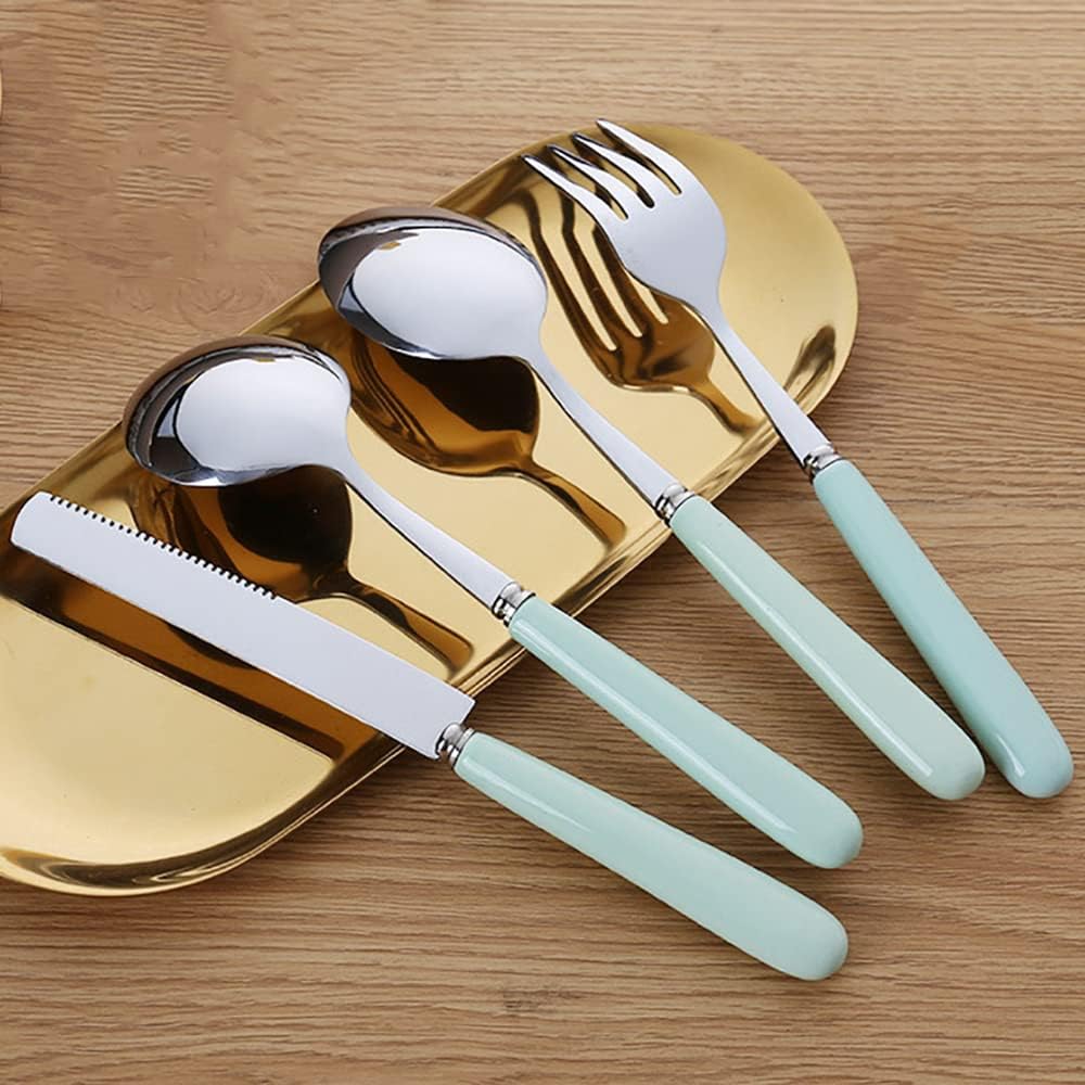 Pink Silverware Set for 6 Premium Stainless Steel Flatware Set Ceramic ...