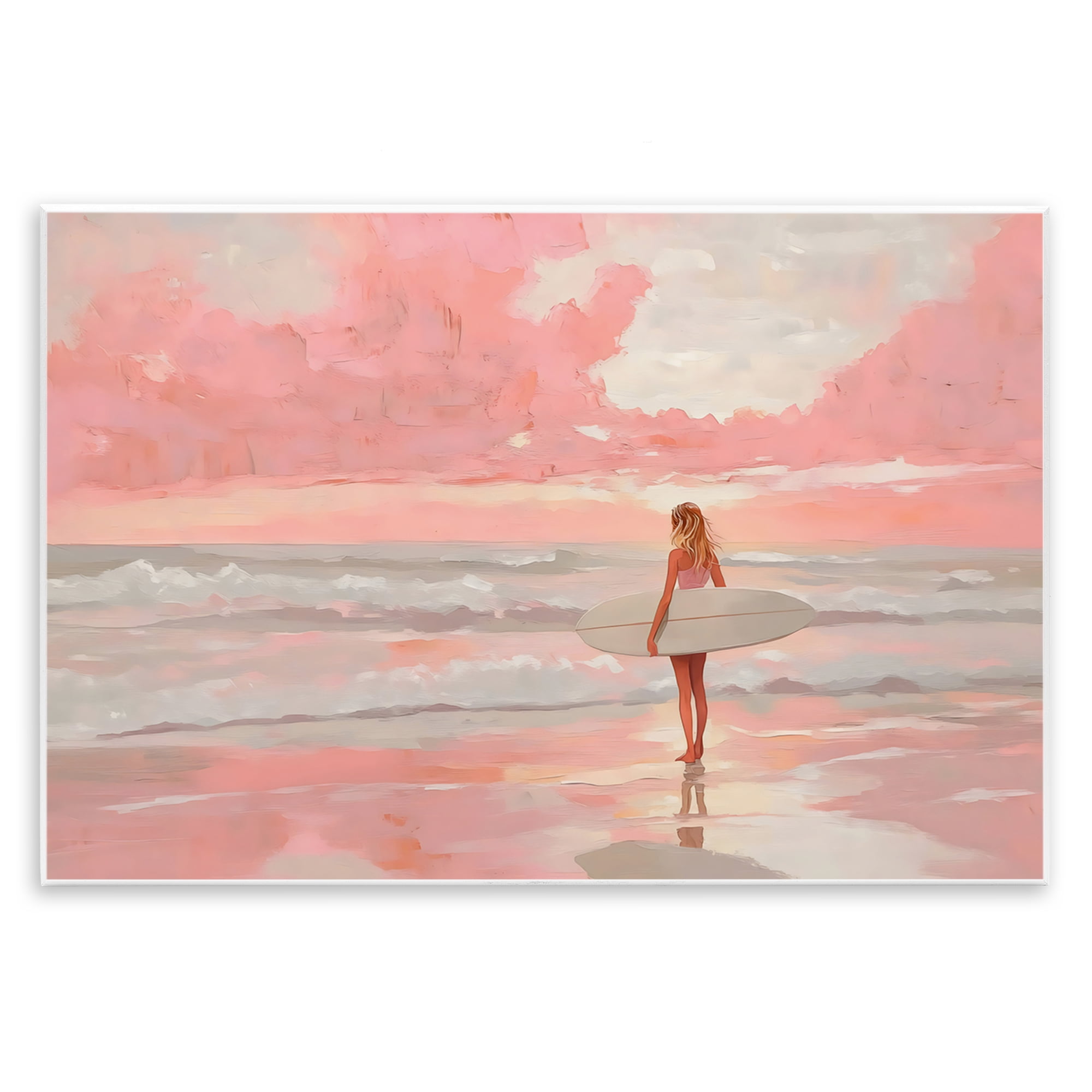 Pink Sky Surfer Wall Plaque Art, design by LSR Design Studio - Walmart.com
