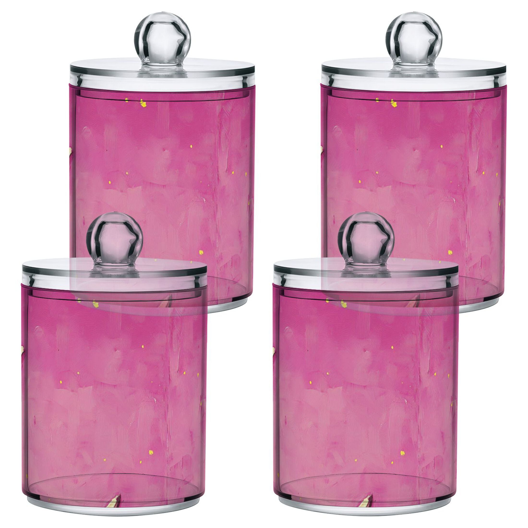 Pink Sky and Moon Bathroom Canisters Set of 4 Translucent Plastic ...