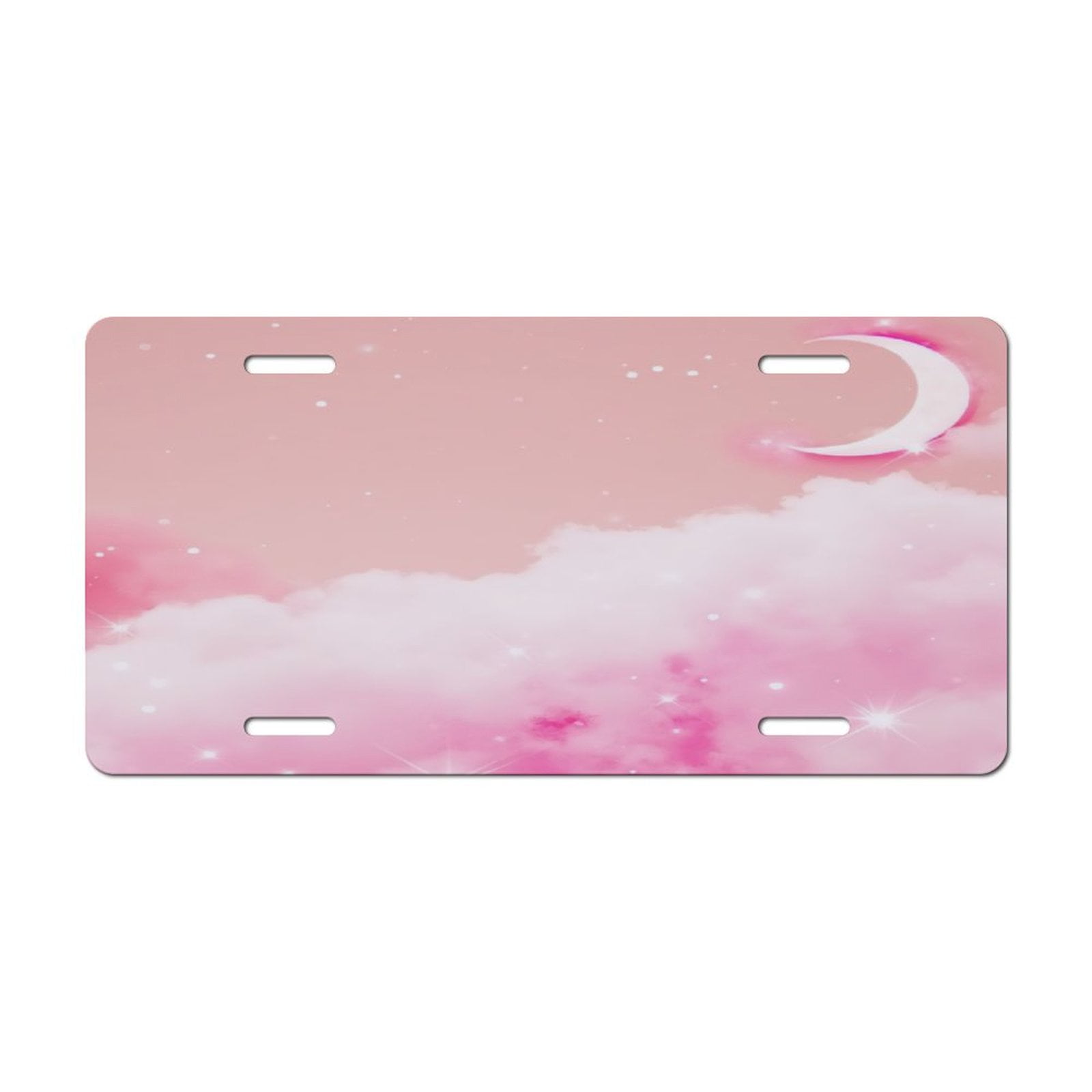 Pink Sky with Moon And Clouds License Plate Lightweight Aluminum ...
