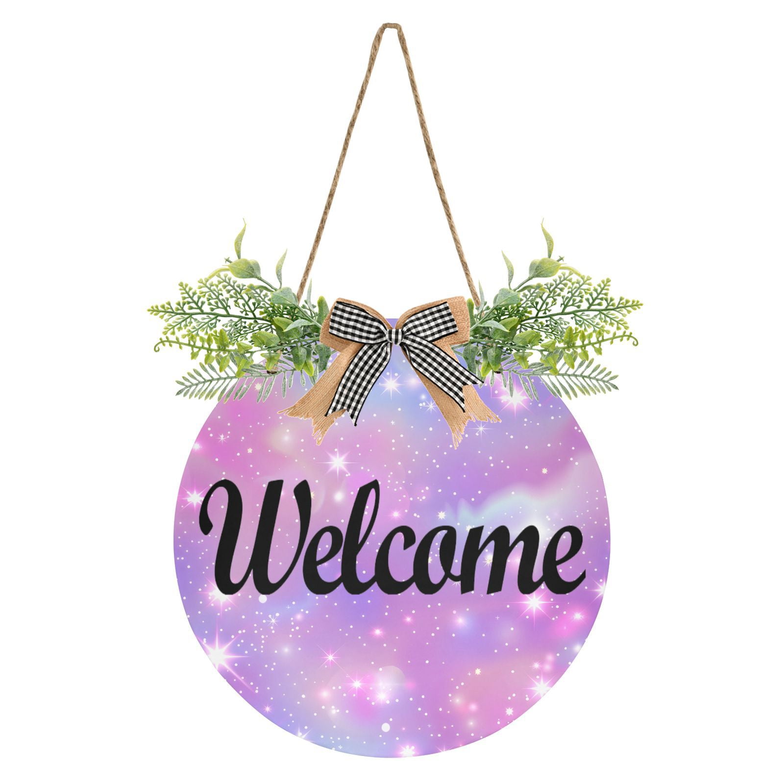Pink Sky with Stars Welcome Sign for Front Door Wreath Door Sign for ...