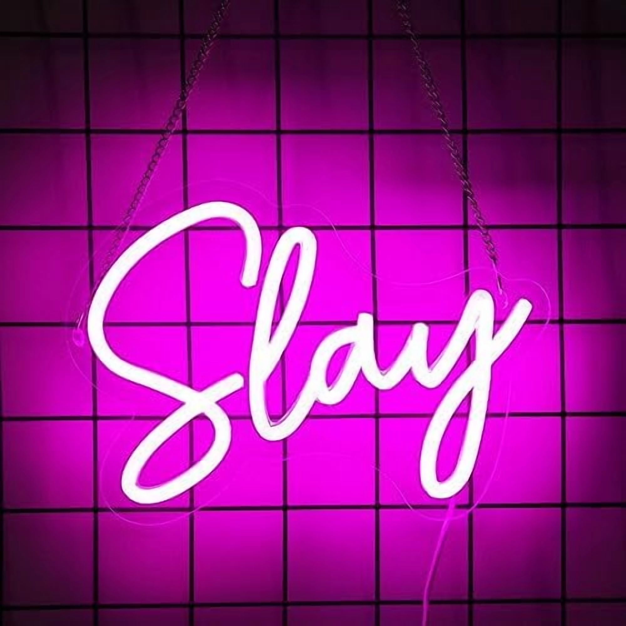 Pink Slay Neon Sign - Led Neon Light Sign for Bedroom Room Decor USB ...