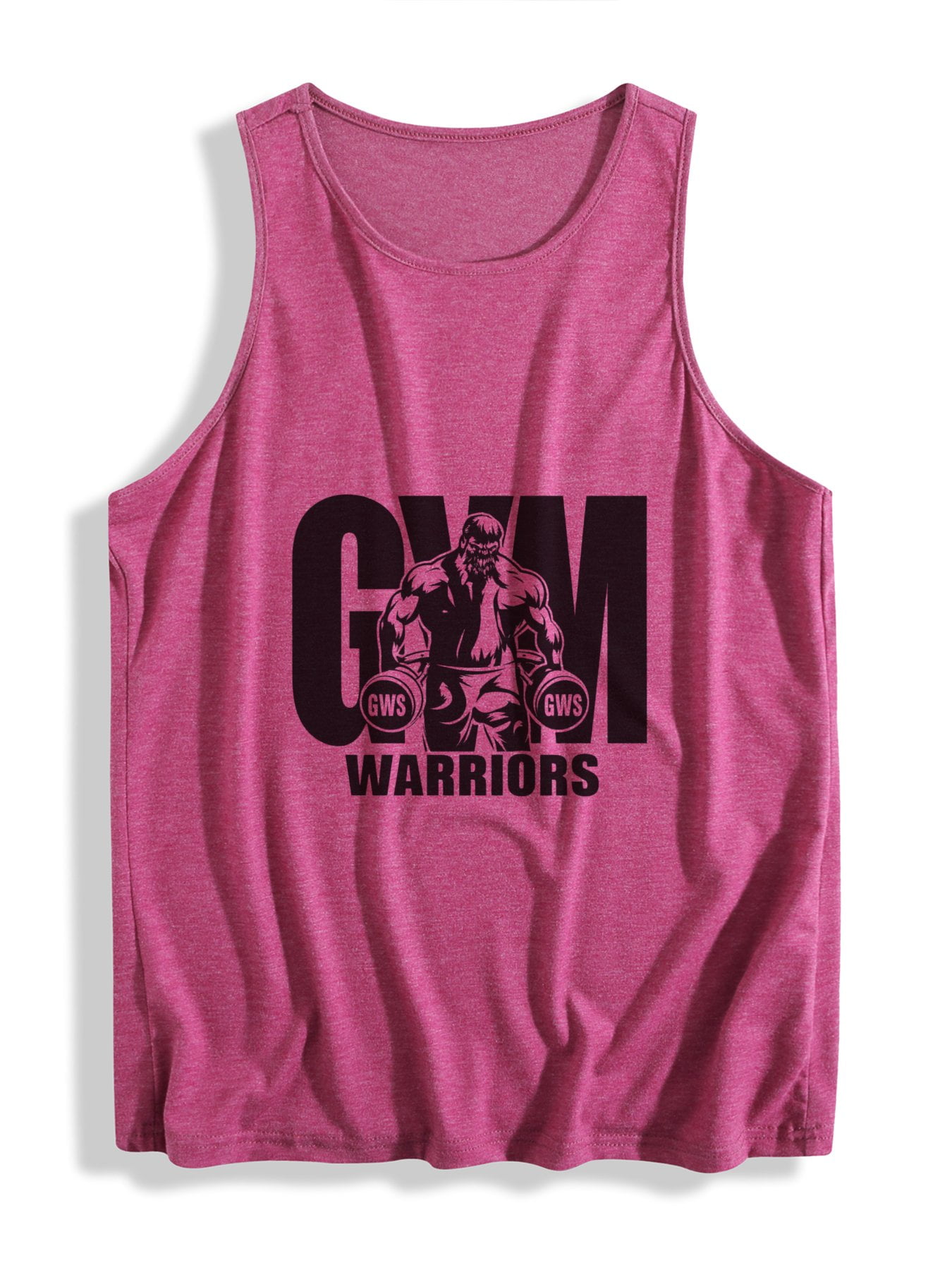 Pink Sleeveless Gym Tank with Muscle Man Print - "Gym Warriors" Design ...