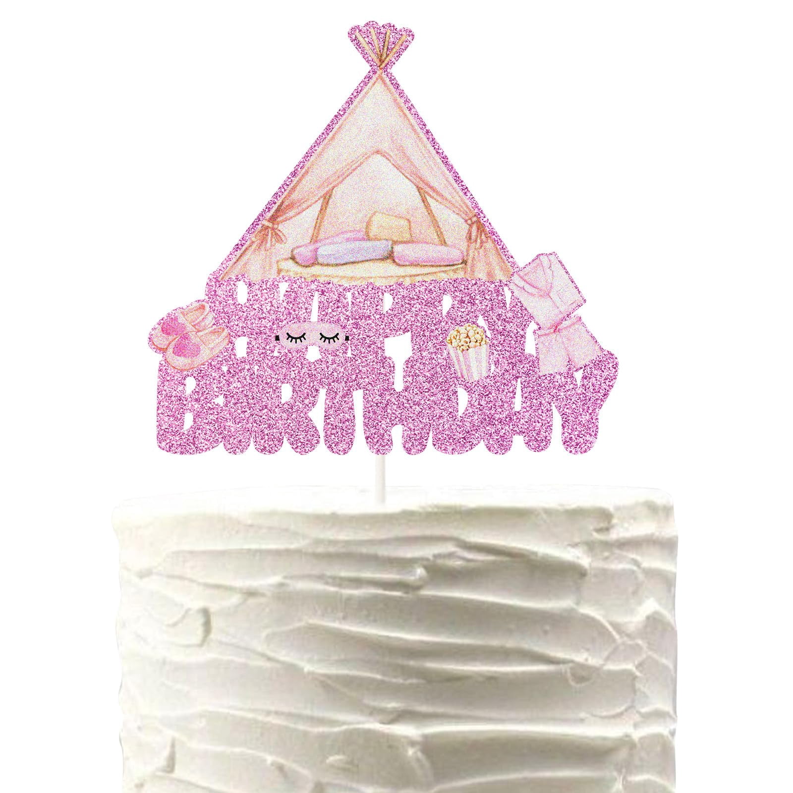 Pink Slumber Happy Birthday Cake Topper,Girls FSH1 Sleepover Girl Night ...