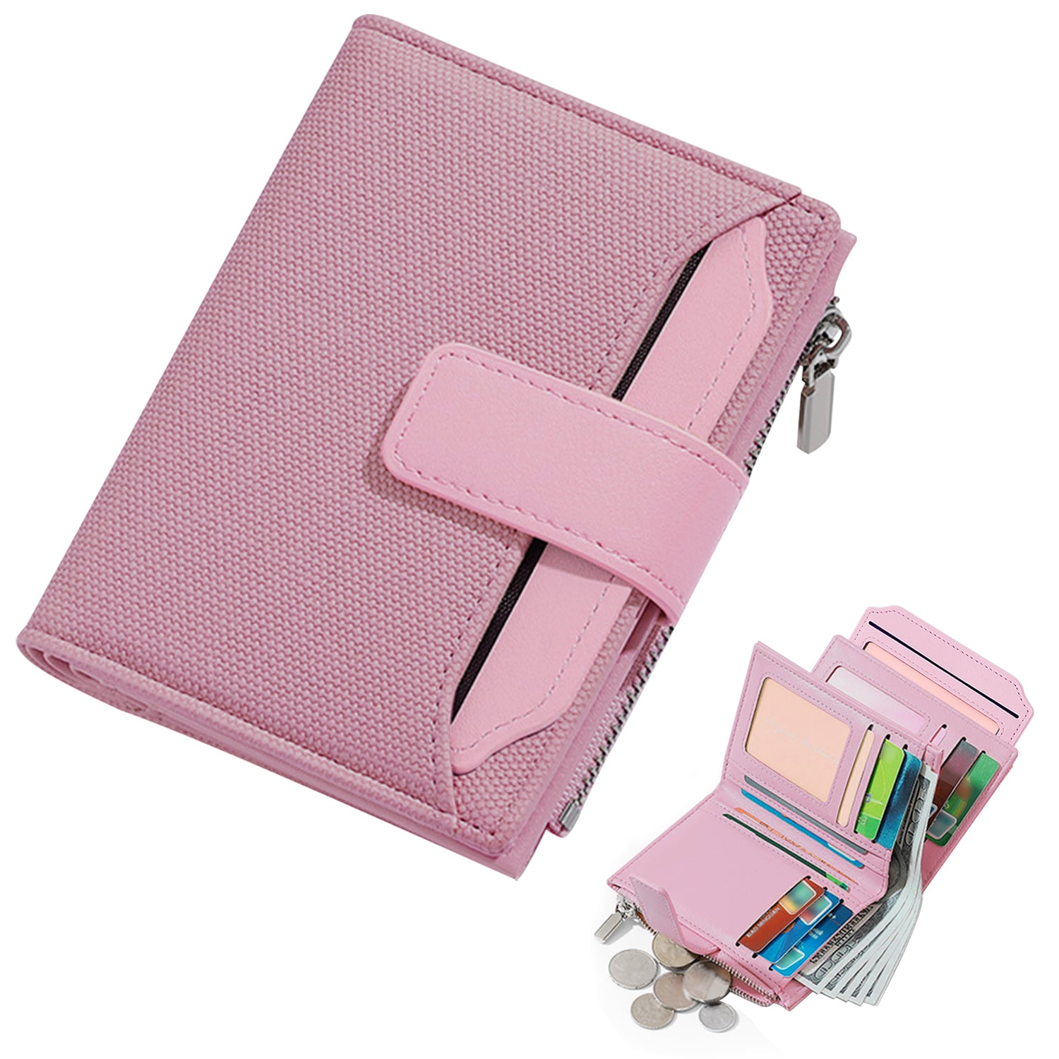 Pink Small Wallet for Women, RFID Blocking, Bifold Compact Breathable ...