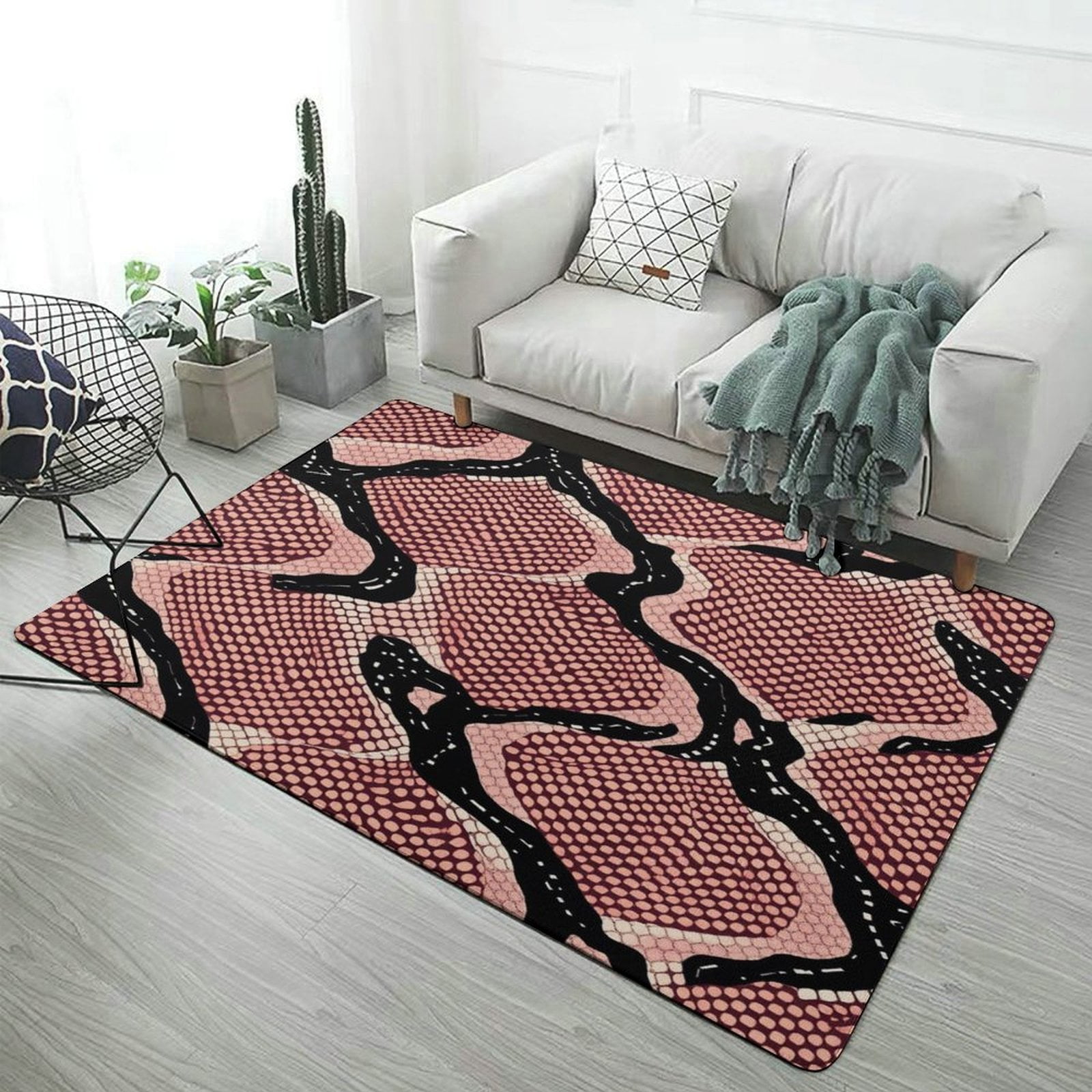Pink Snakeskin Pattern Carpet Large Size Living Room American Style ...