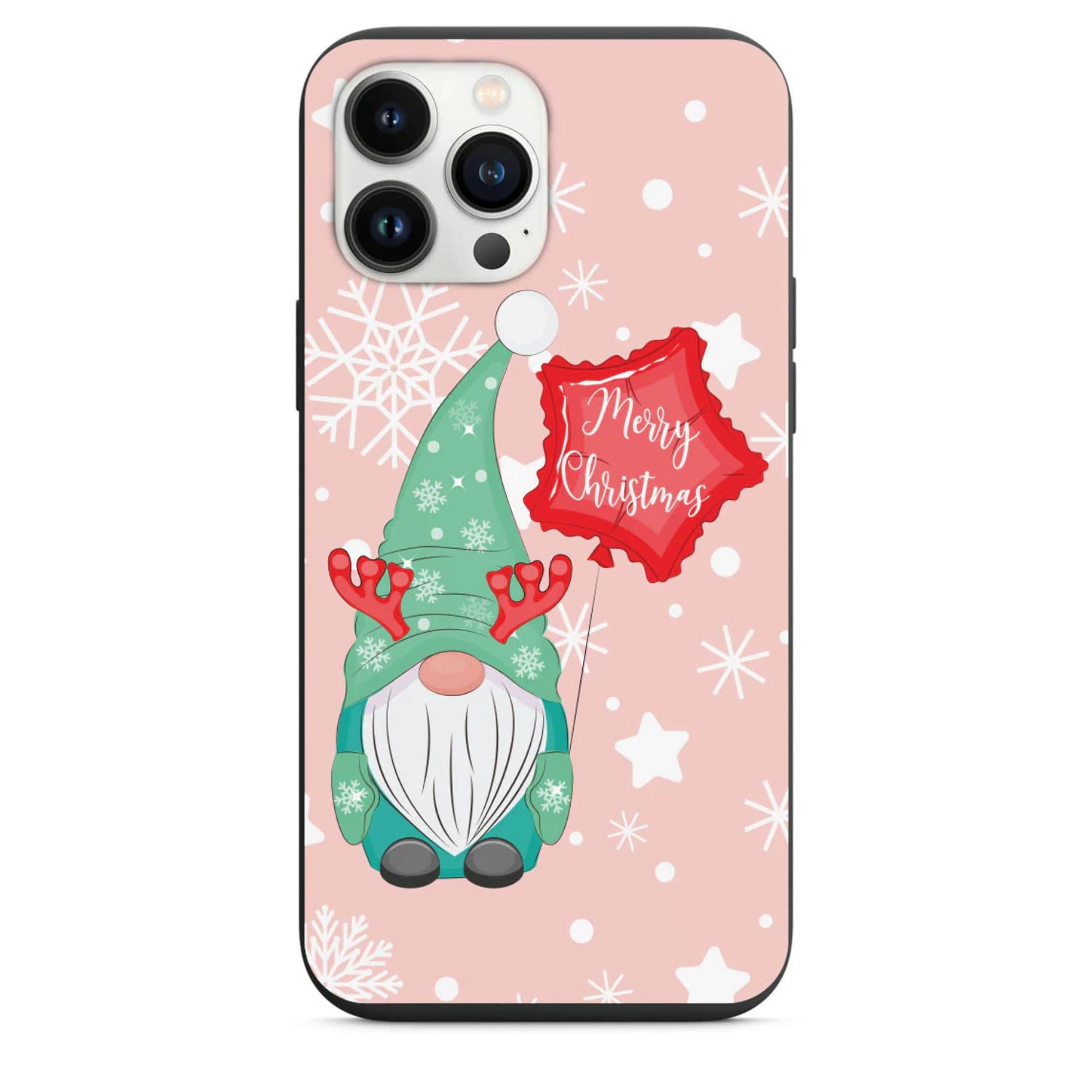 Pink Snowflakes and Christmas Gnome Phone Case for iPhone 7 8 X XS XR ...