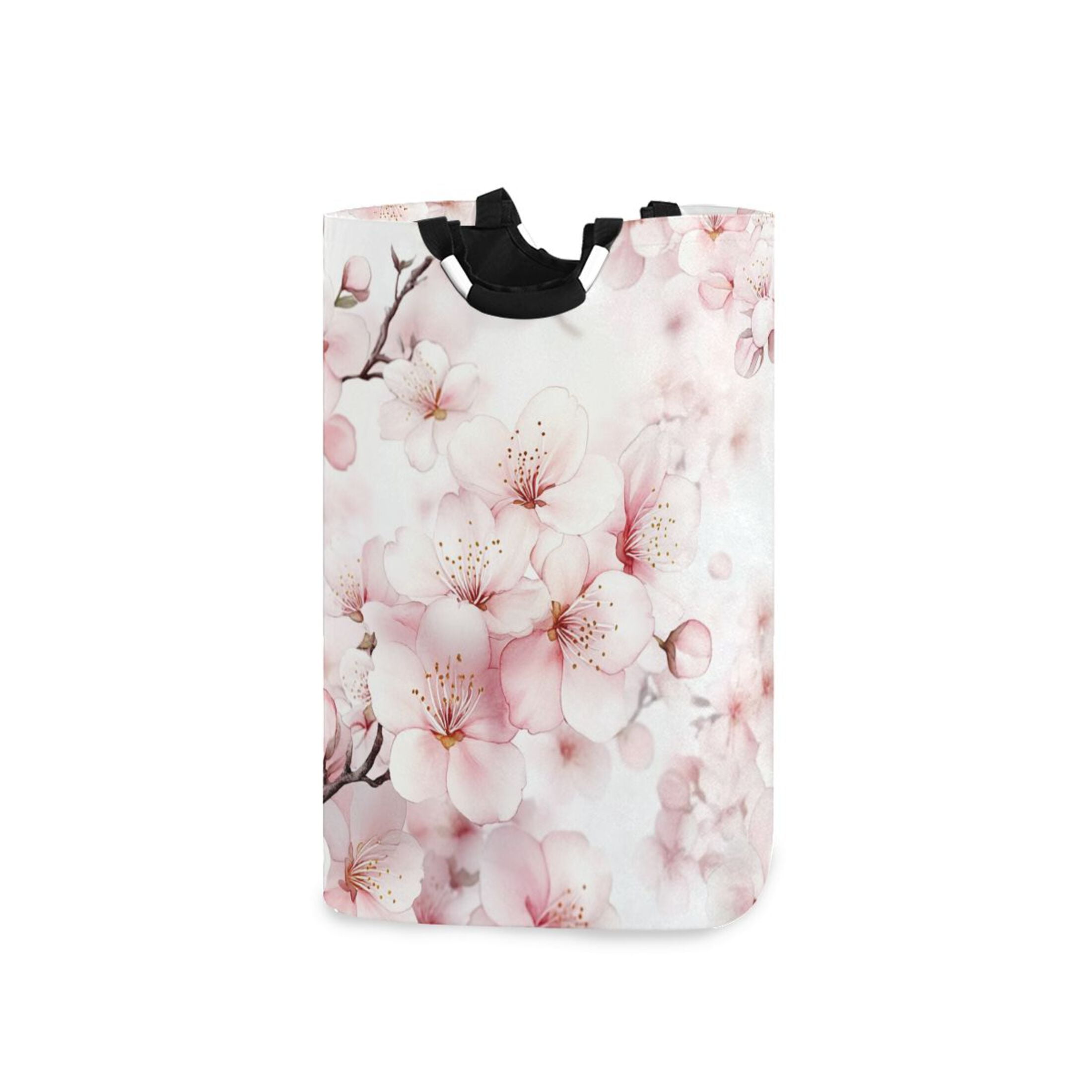 Pink Soft Flowers Laundry Basket with Handles 50L Collapsible Laundry ...