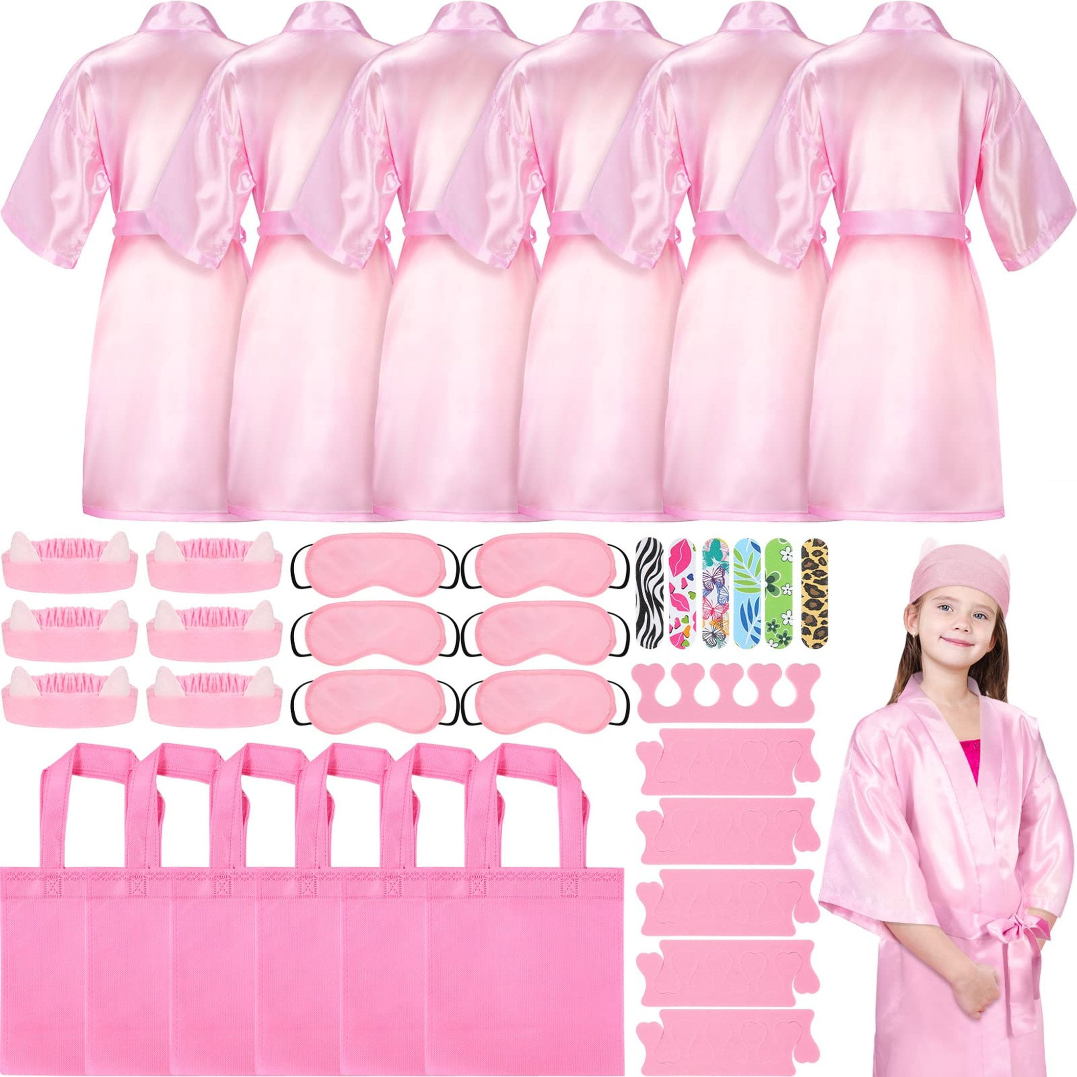 Pink Spa Robe Party Pack - 42 Pieces of Kids Spa Robes for Girls ...